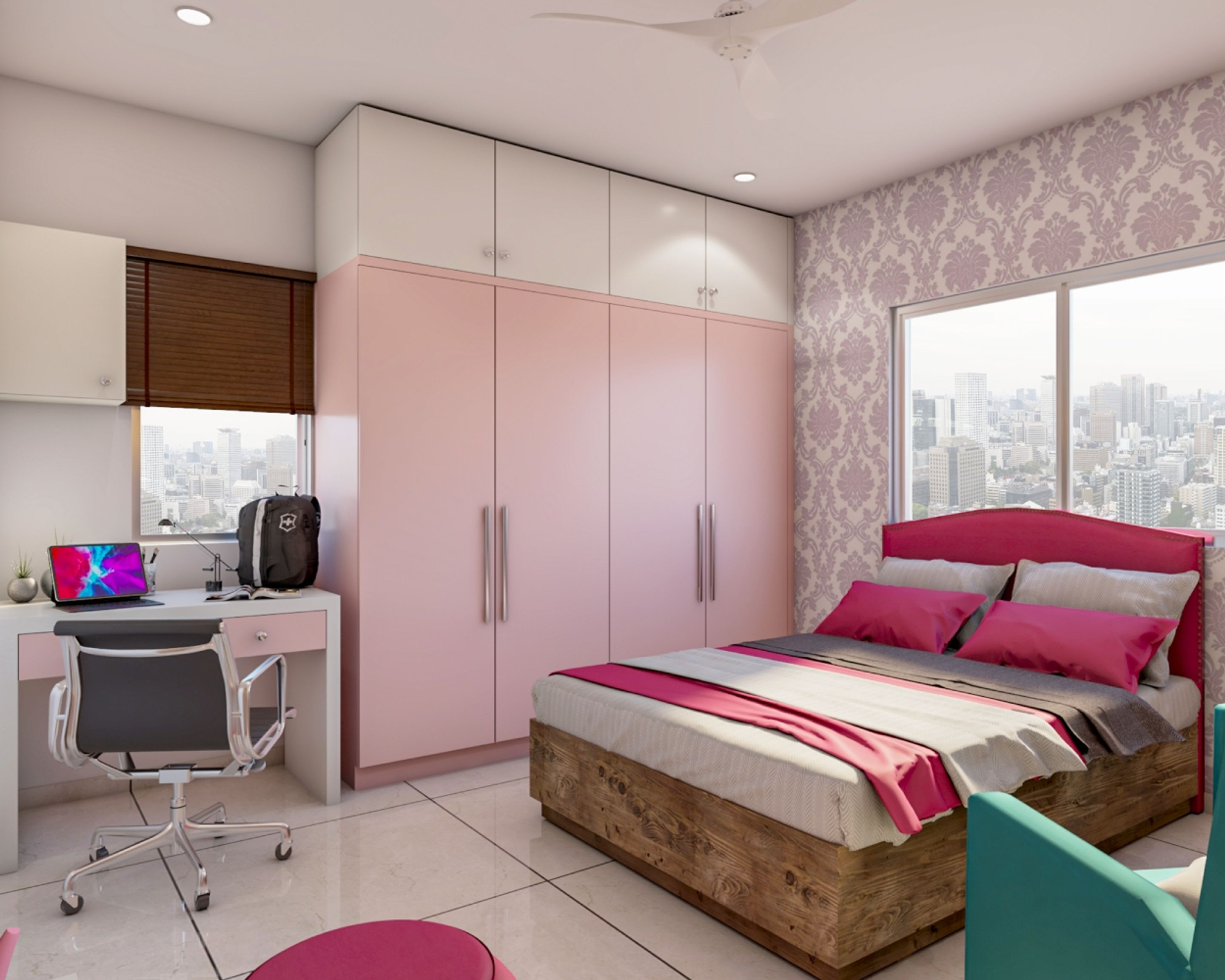 Master Bedroom Design With Pink Interiors | Livspace