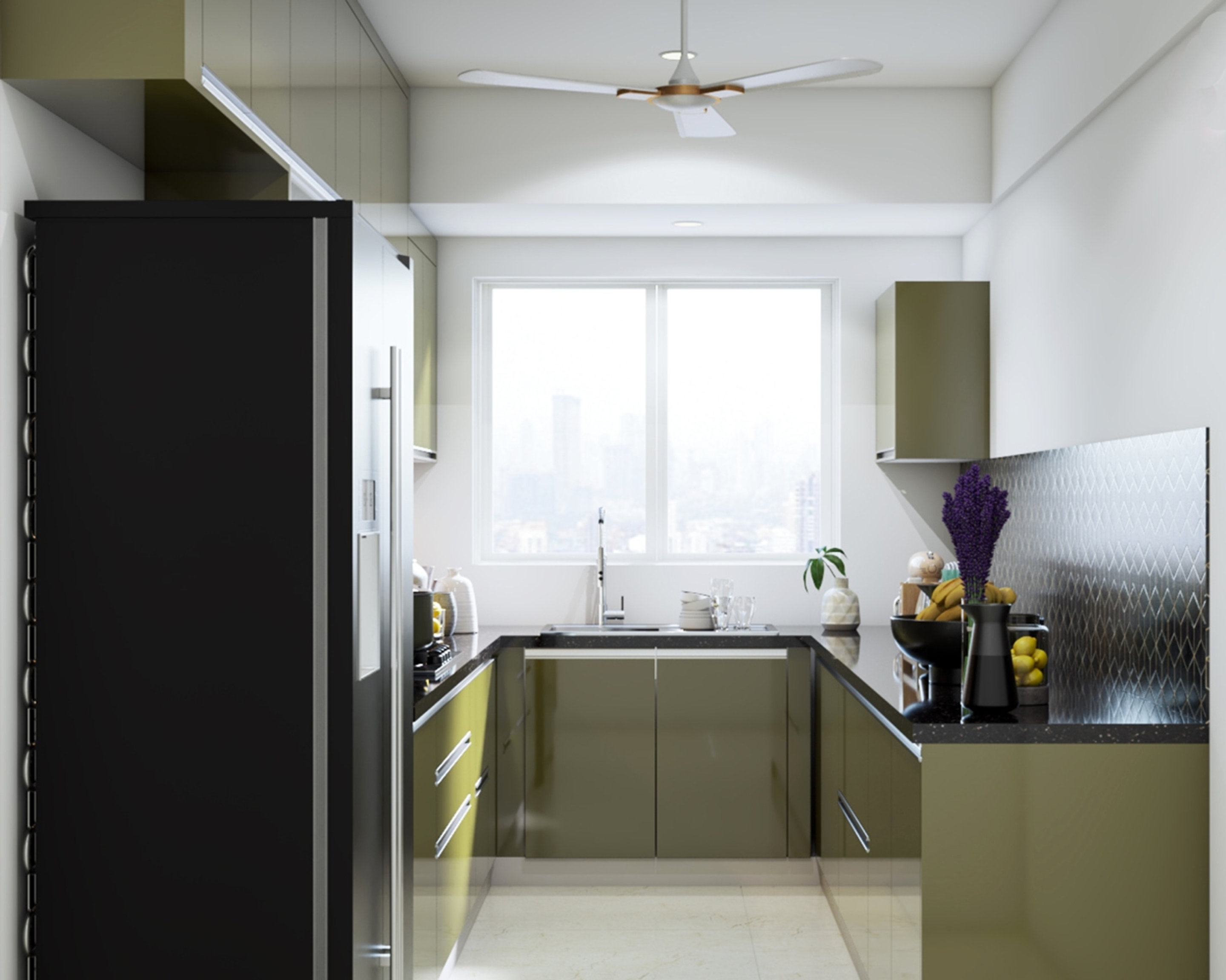 U-Shaped Kitchen Design With Drawer Storage | Livspace