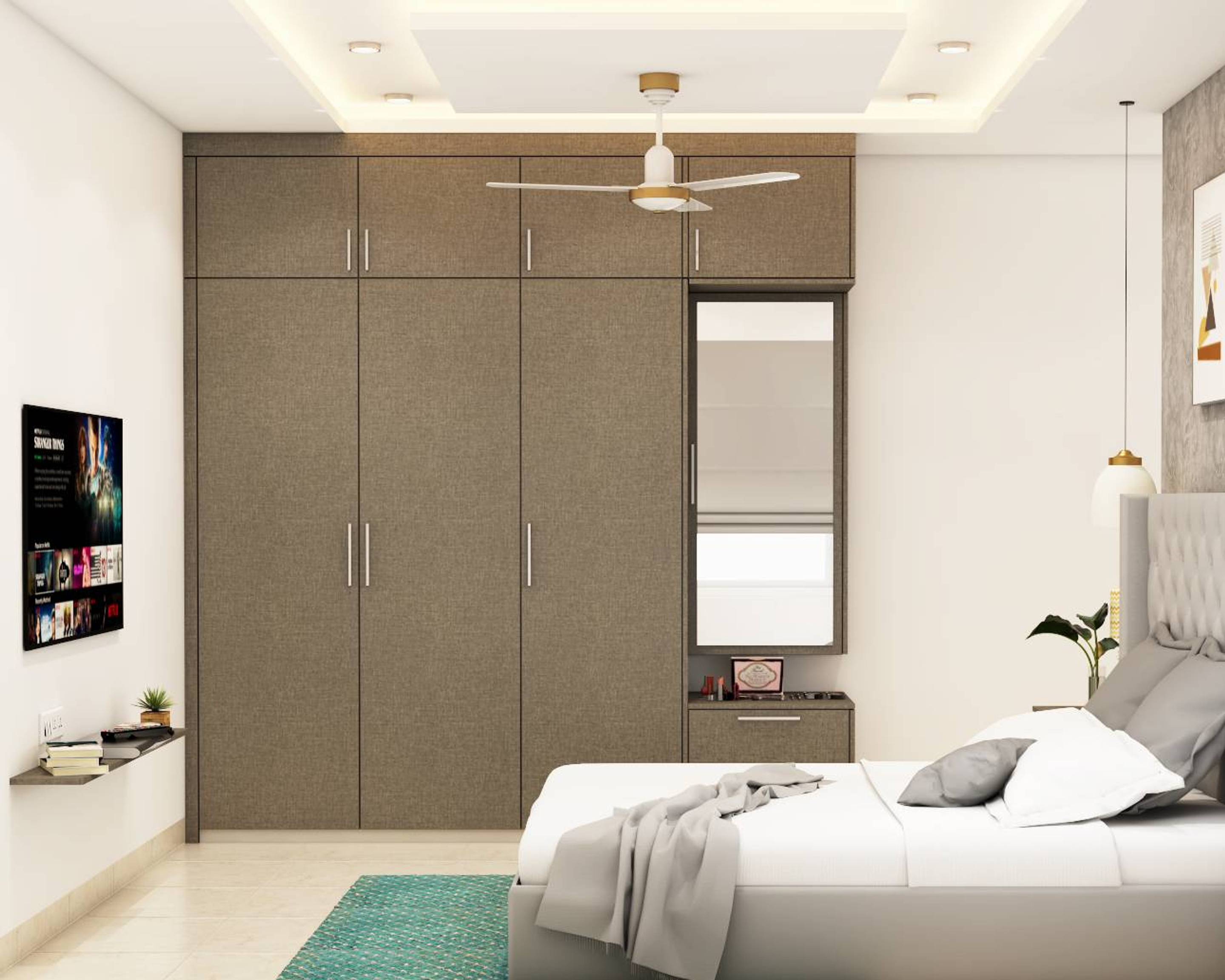 Modern Guest Bedroom Styled With Hinged Wardrobe Design | Livspace