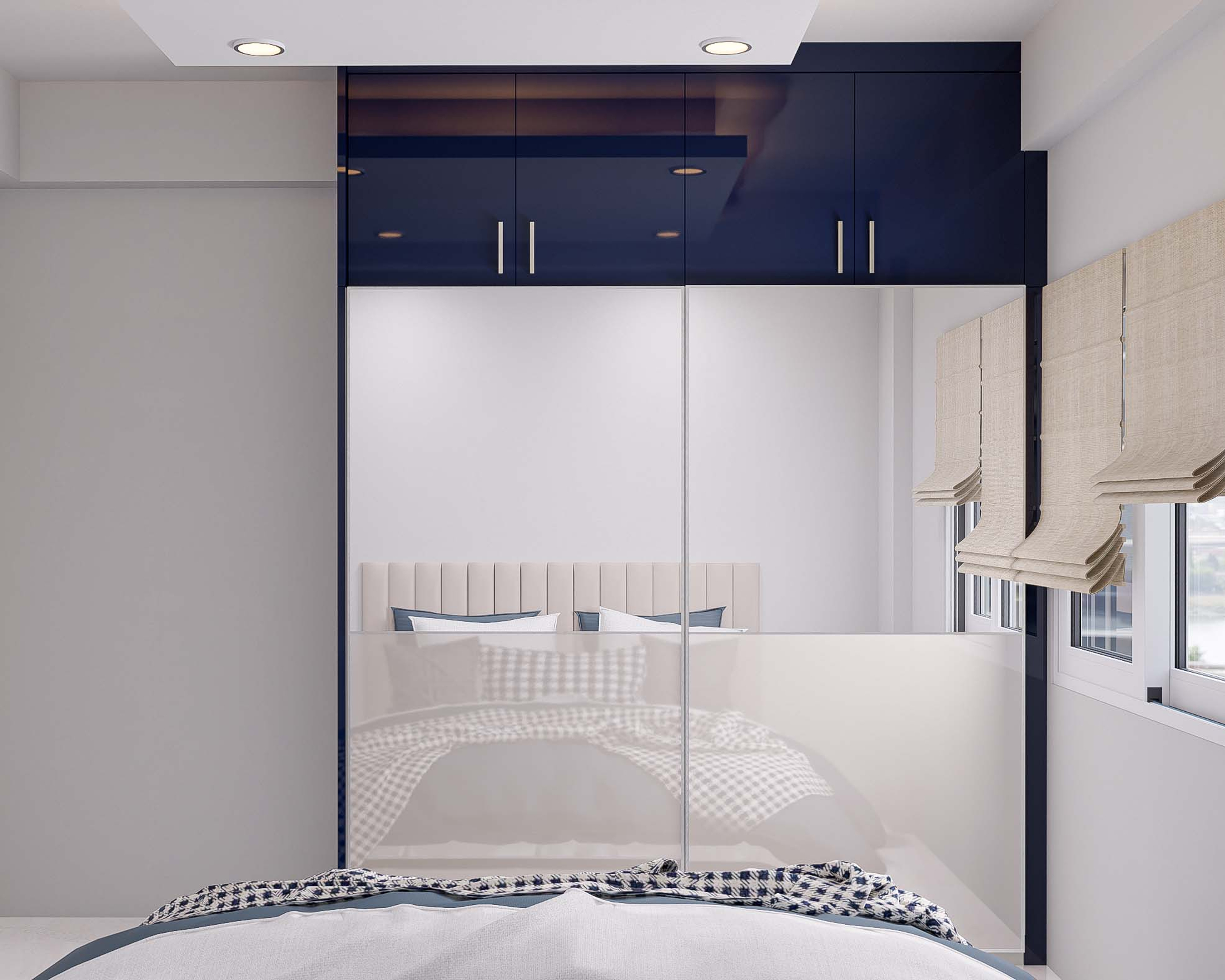 Contemporary Kids Bedroom Design With Sliding Door Wardrobe | Livspace