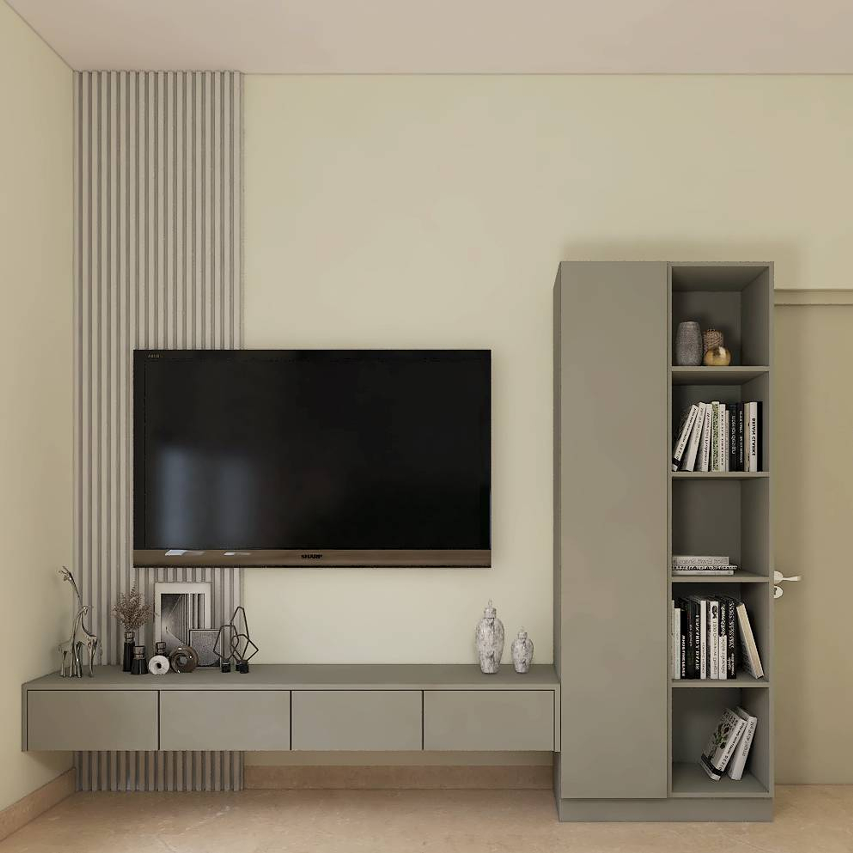 Modern TV Unit Design With Simple Colour Palette | Livspace