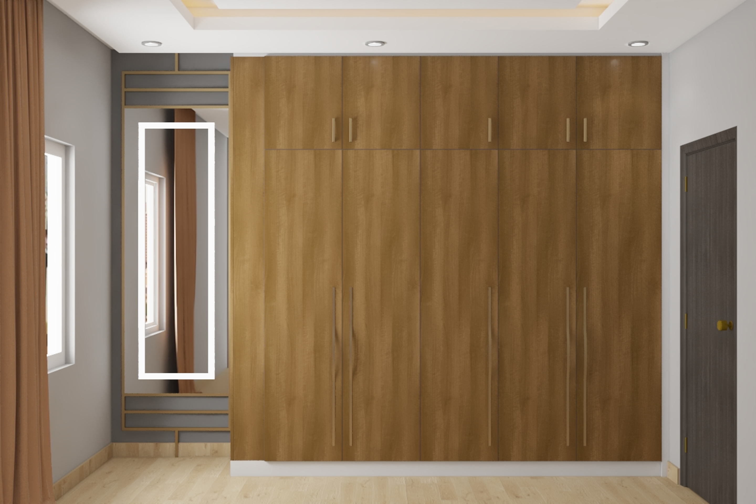 Modern Spacious Ceiling-Touch Wardrobe Design | Livspace