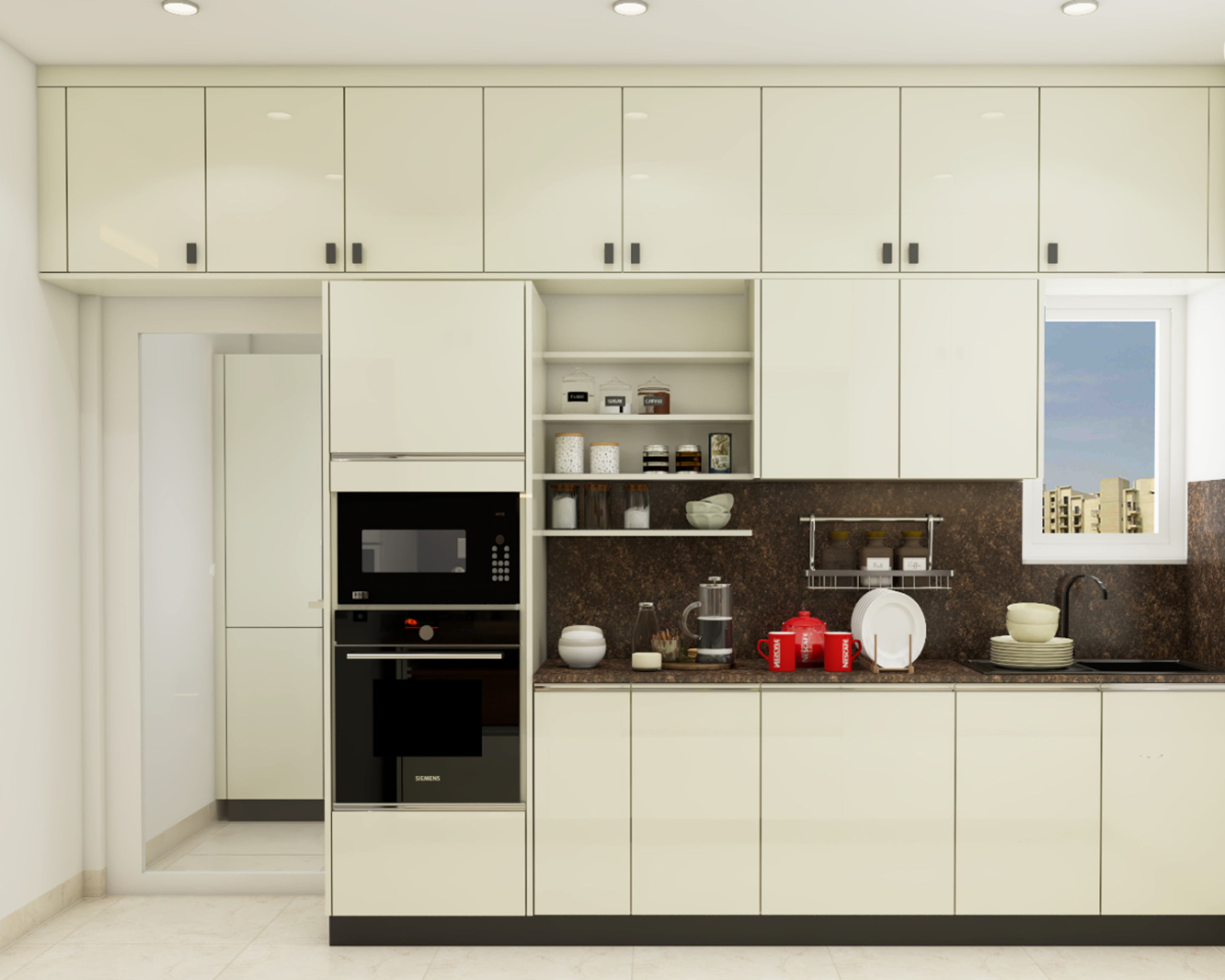 Modern Modular Kitchen Design With Profiled Lights | Livspace