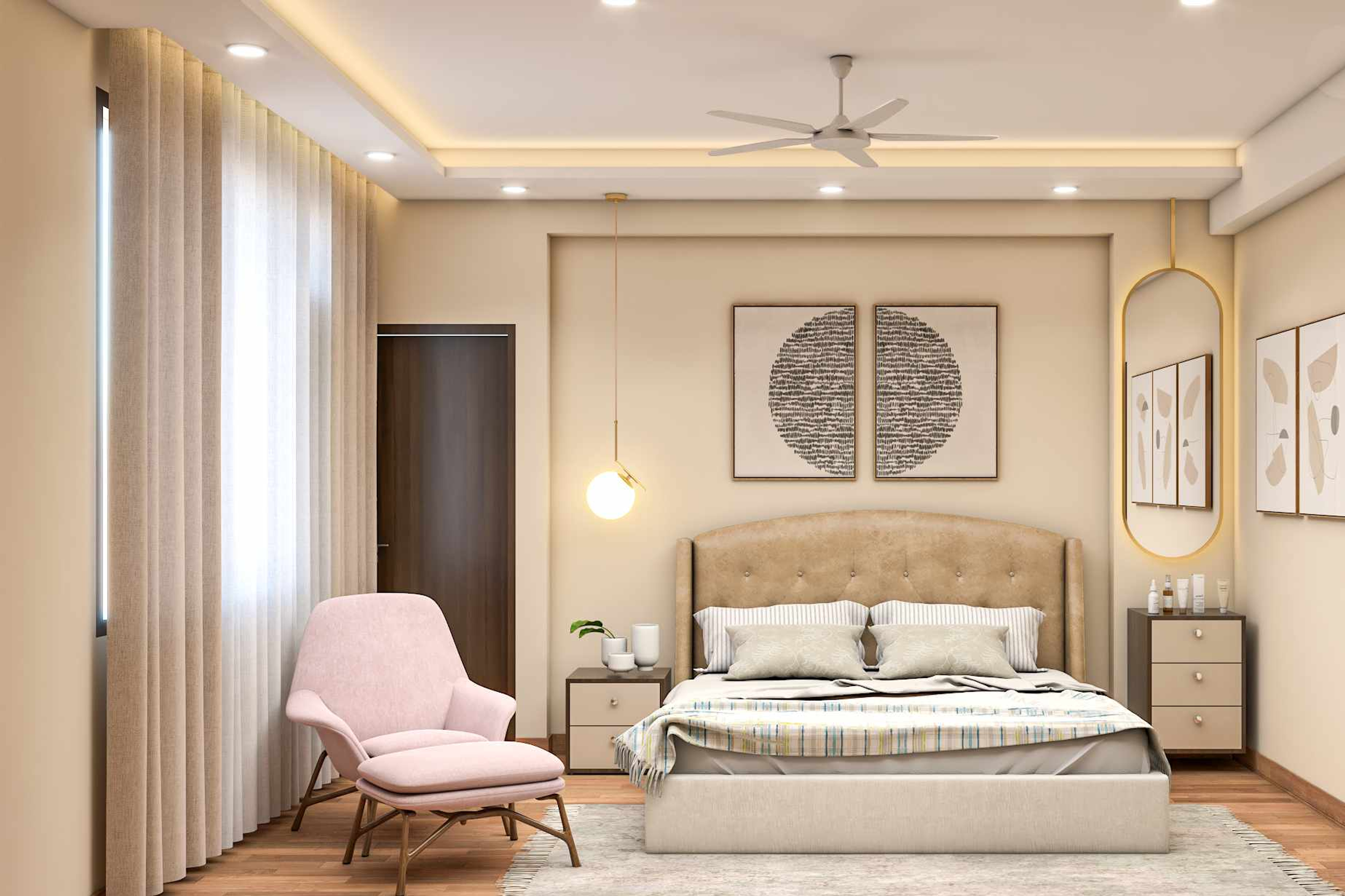 Master Bedroom With Wooden Double Bed | Livspace