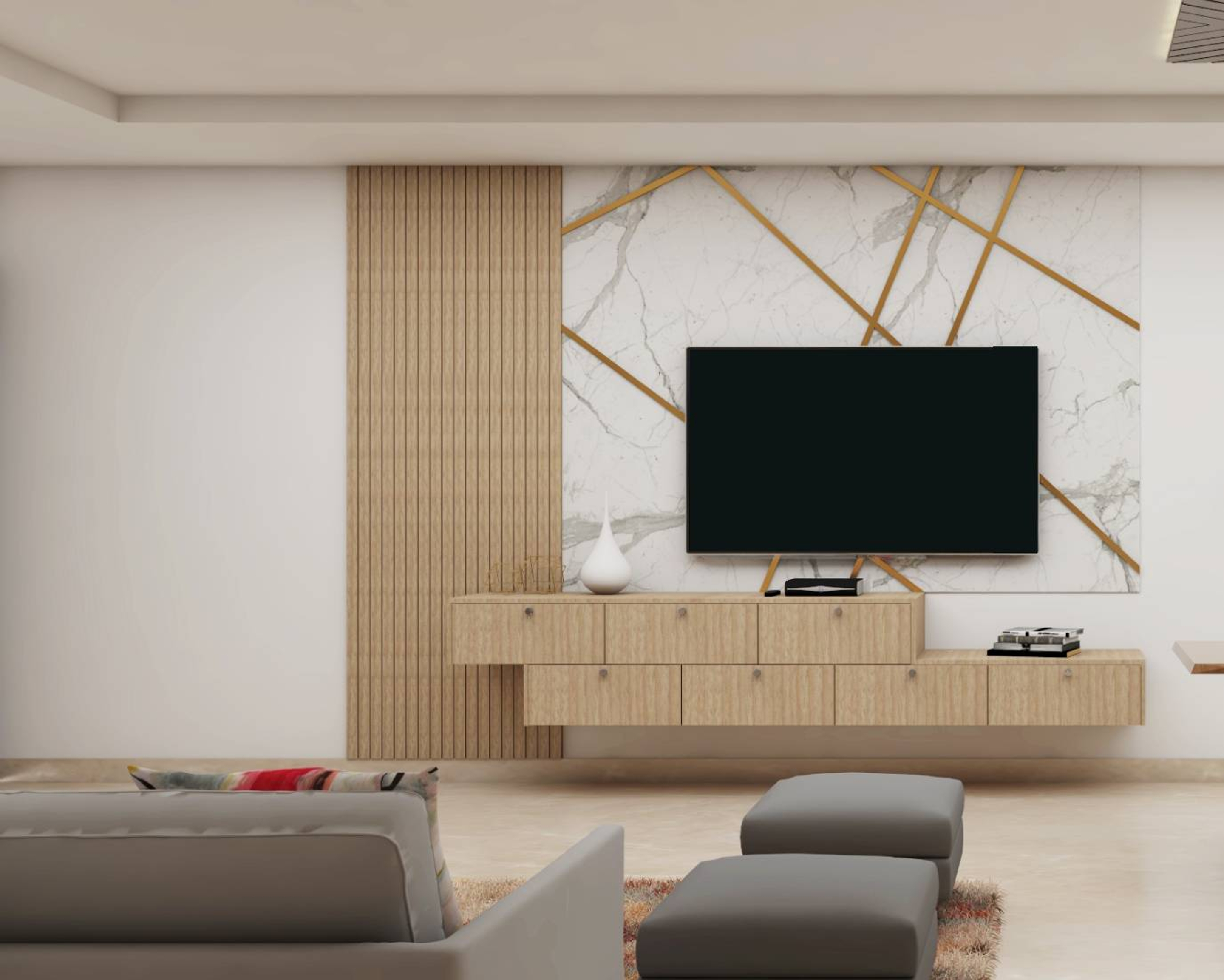 Spacious TV Unit Design With Multiple Drawers | Livspace