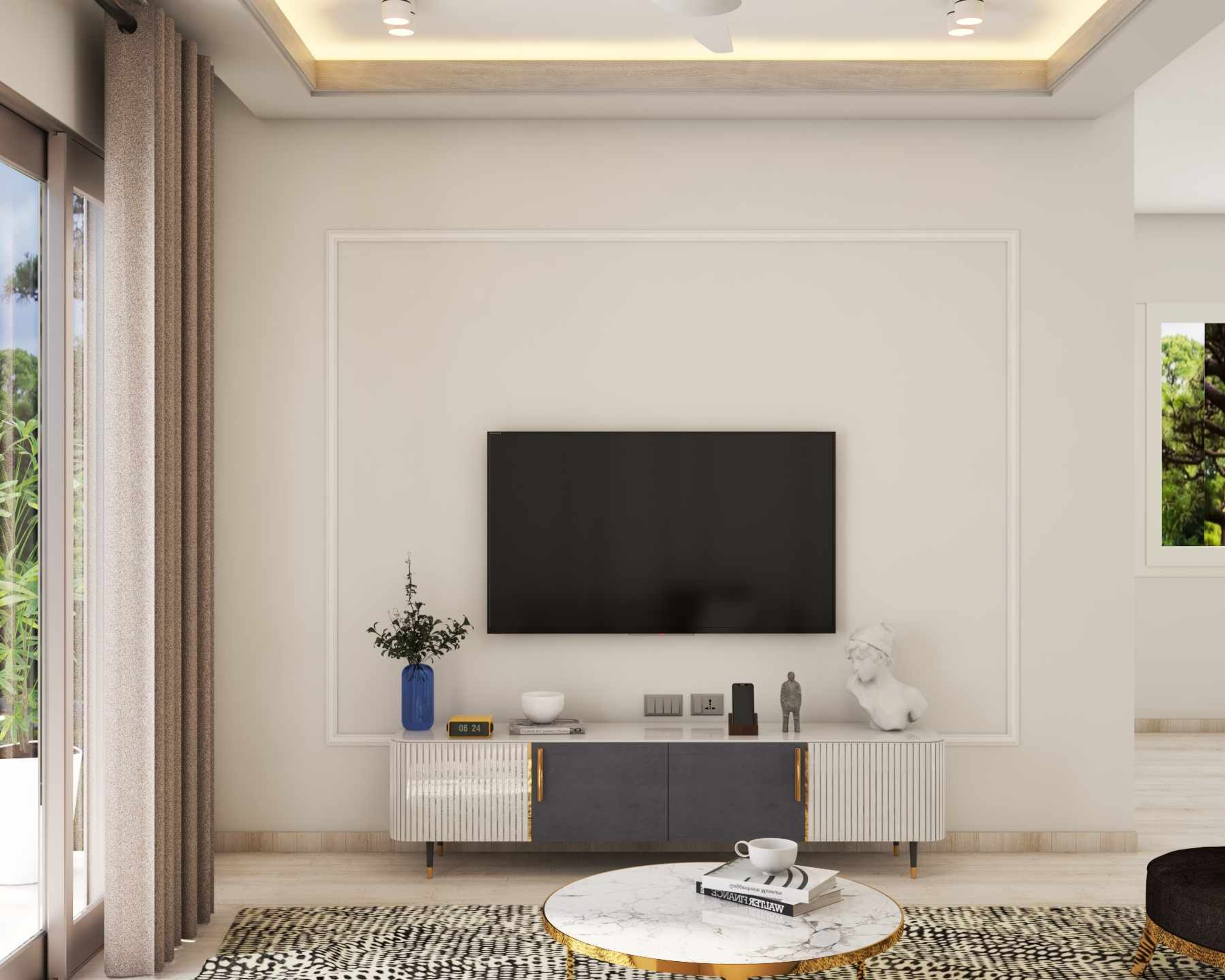 Spacious TV Unit With Closed Storage | Livspace