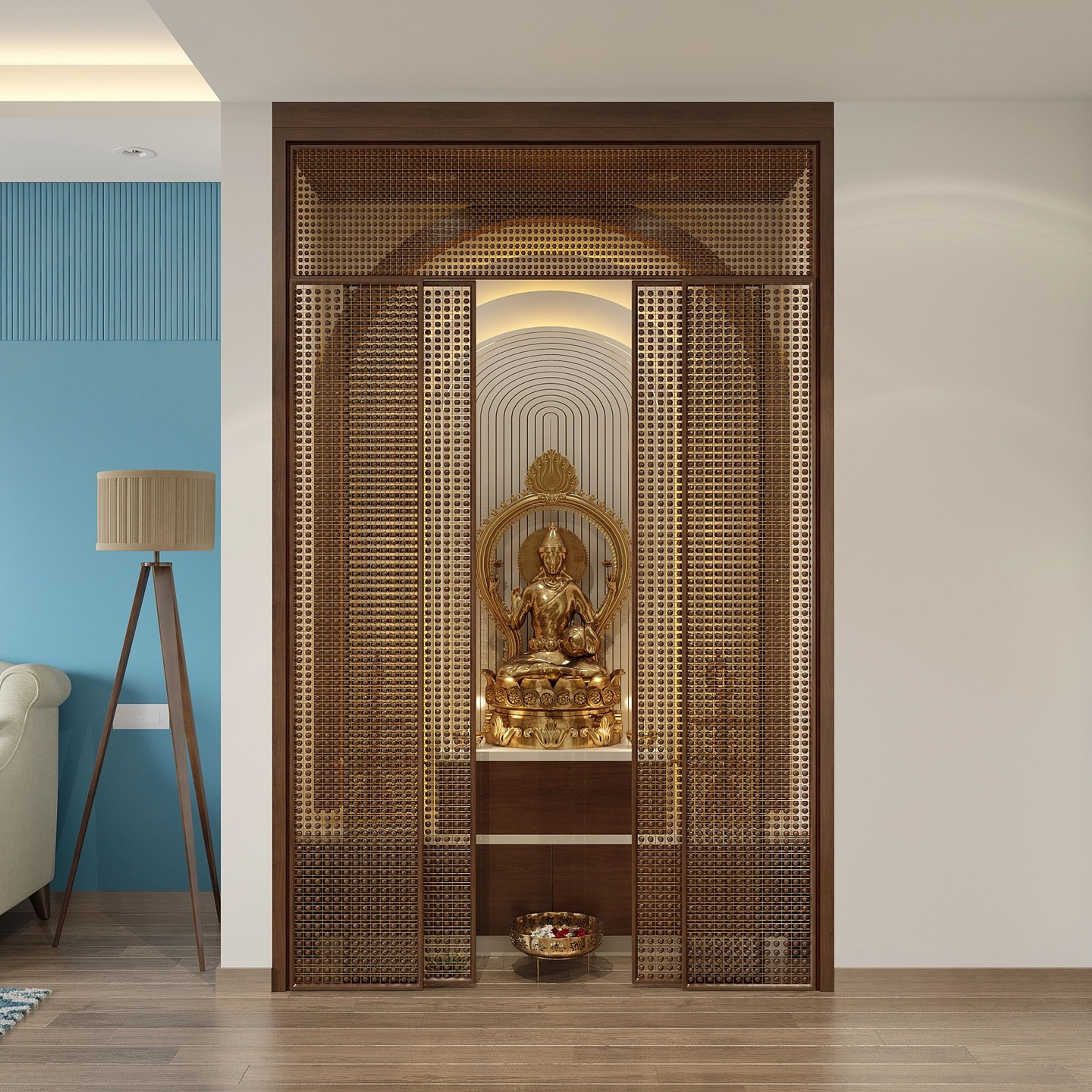 Contemporary Pooja Room Design With Traditional Interiors | Livspace Contemporary Pooja Room Design With Traditional Interiors | Livspace