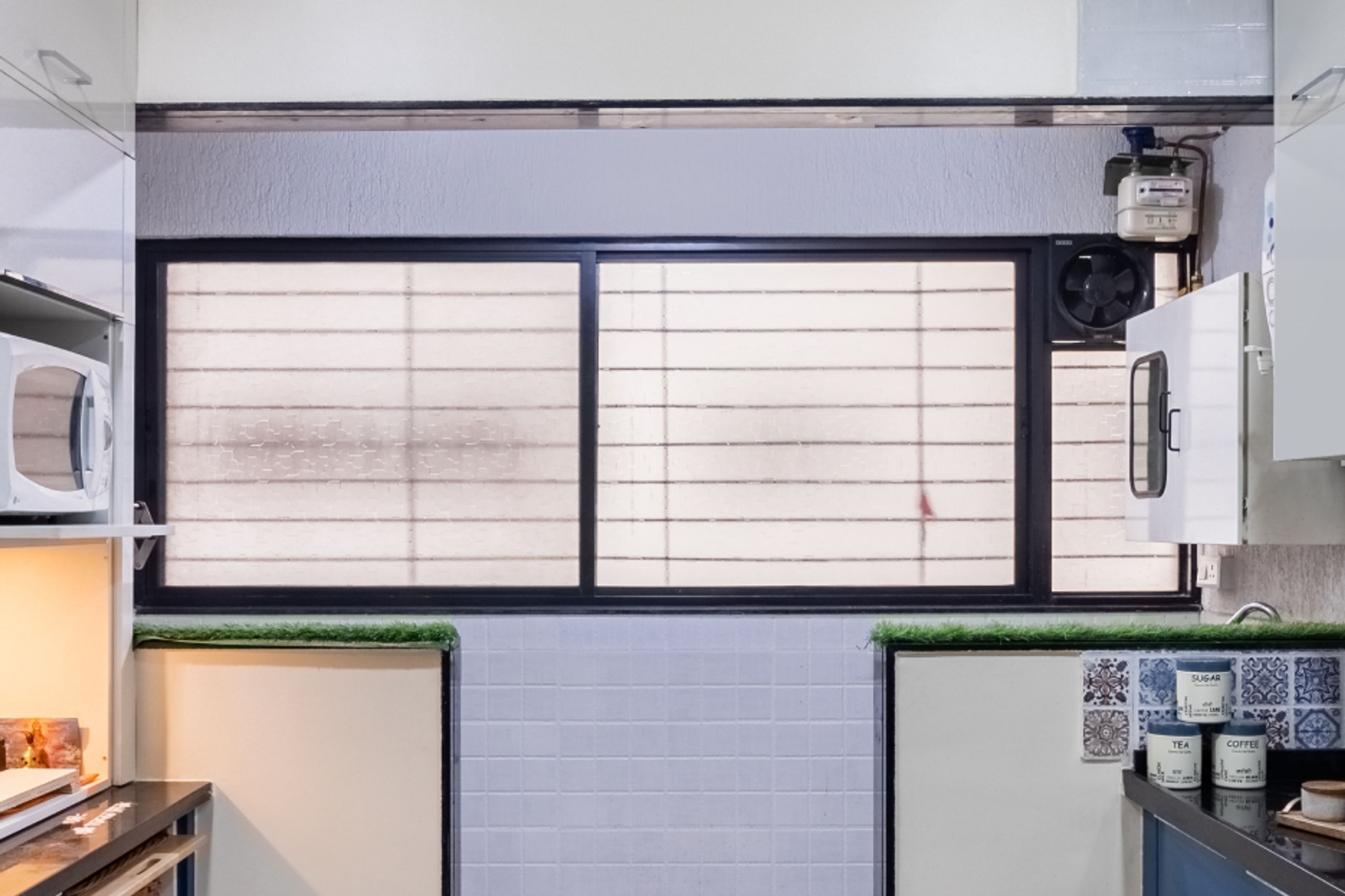 Kitchen Window Design With Two-Tier Glass Sliding Shutters | Livspace