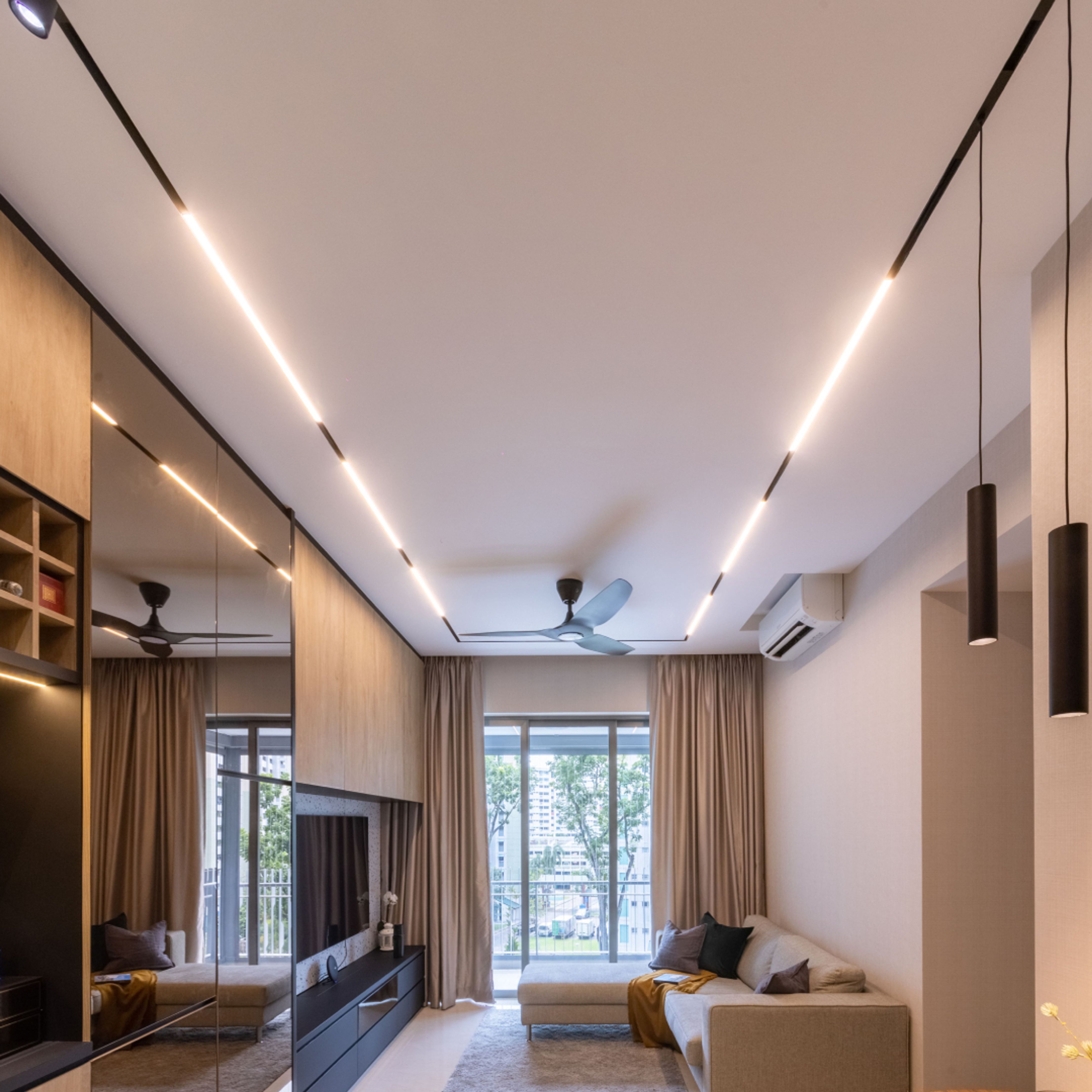 White False Ceiling With Inbuilt Track Lighting | Livspace