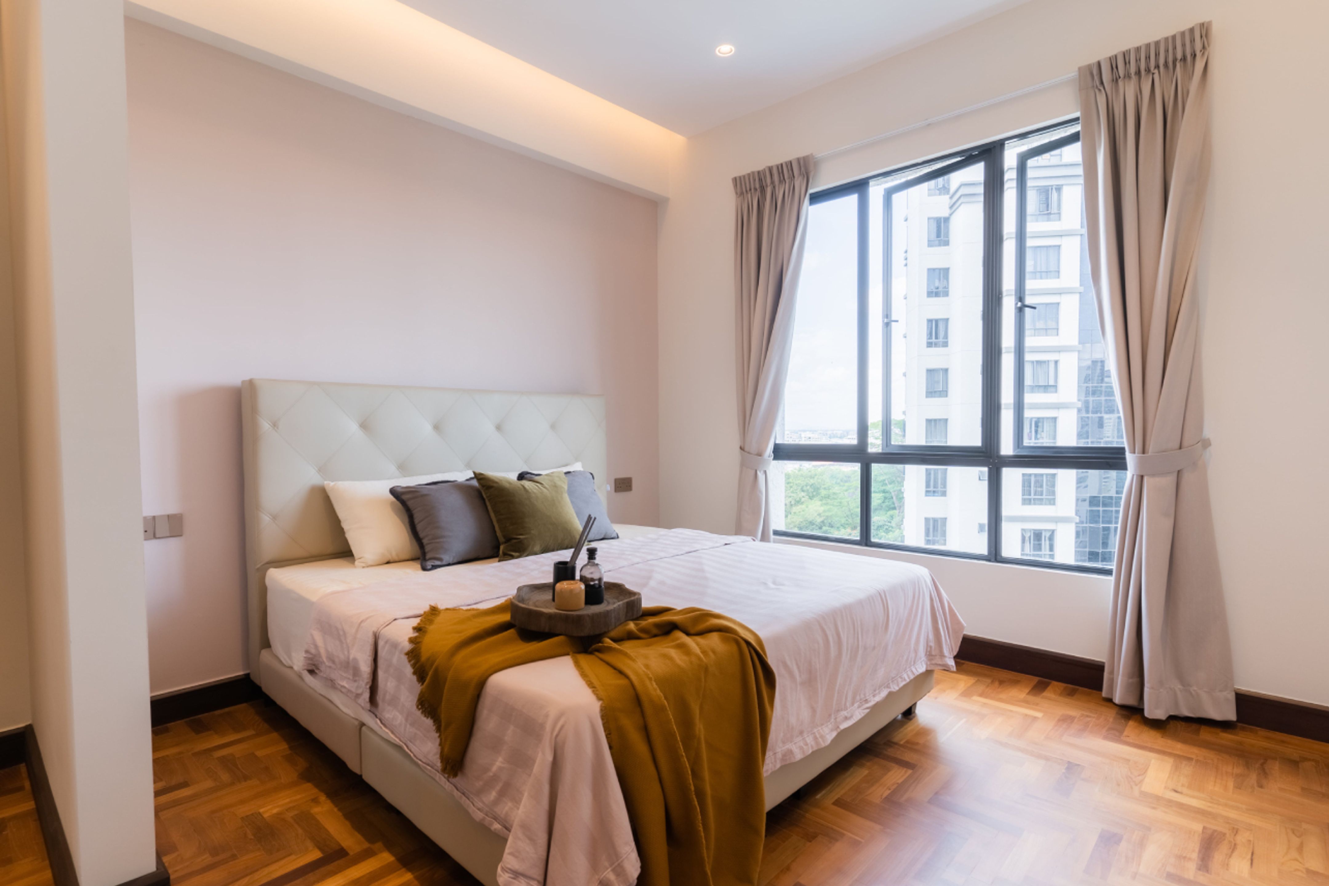 White False Ceiling Design With Warm Strip Lights | Livspace