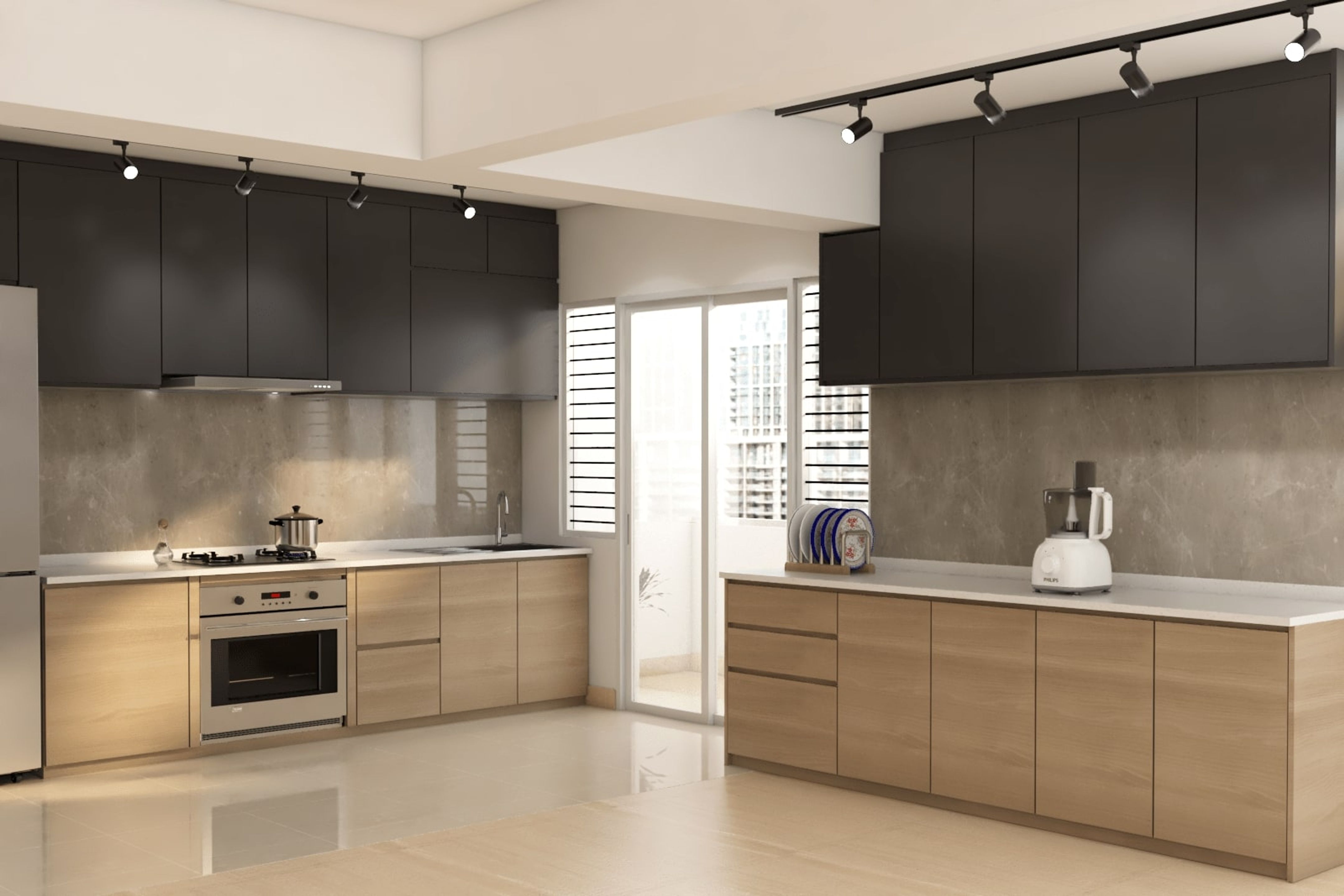 Square-Shaped Kitchen Tiles Design With A Glossy Finish | Livspace