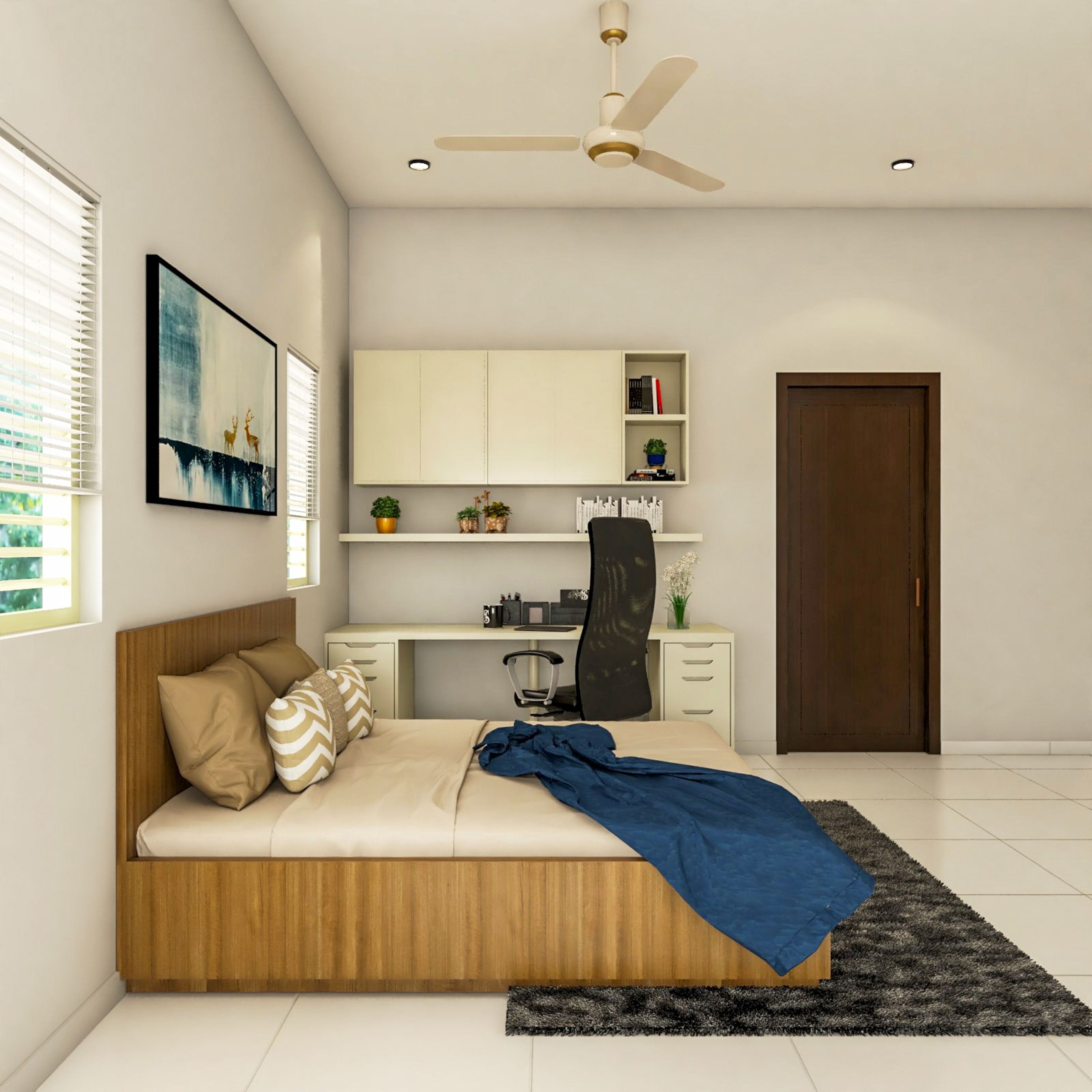 Spacious Master Bedroom with Study Table | Livspace Spacious Master Bedroom with Study Table | Livspace