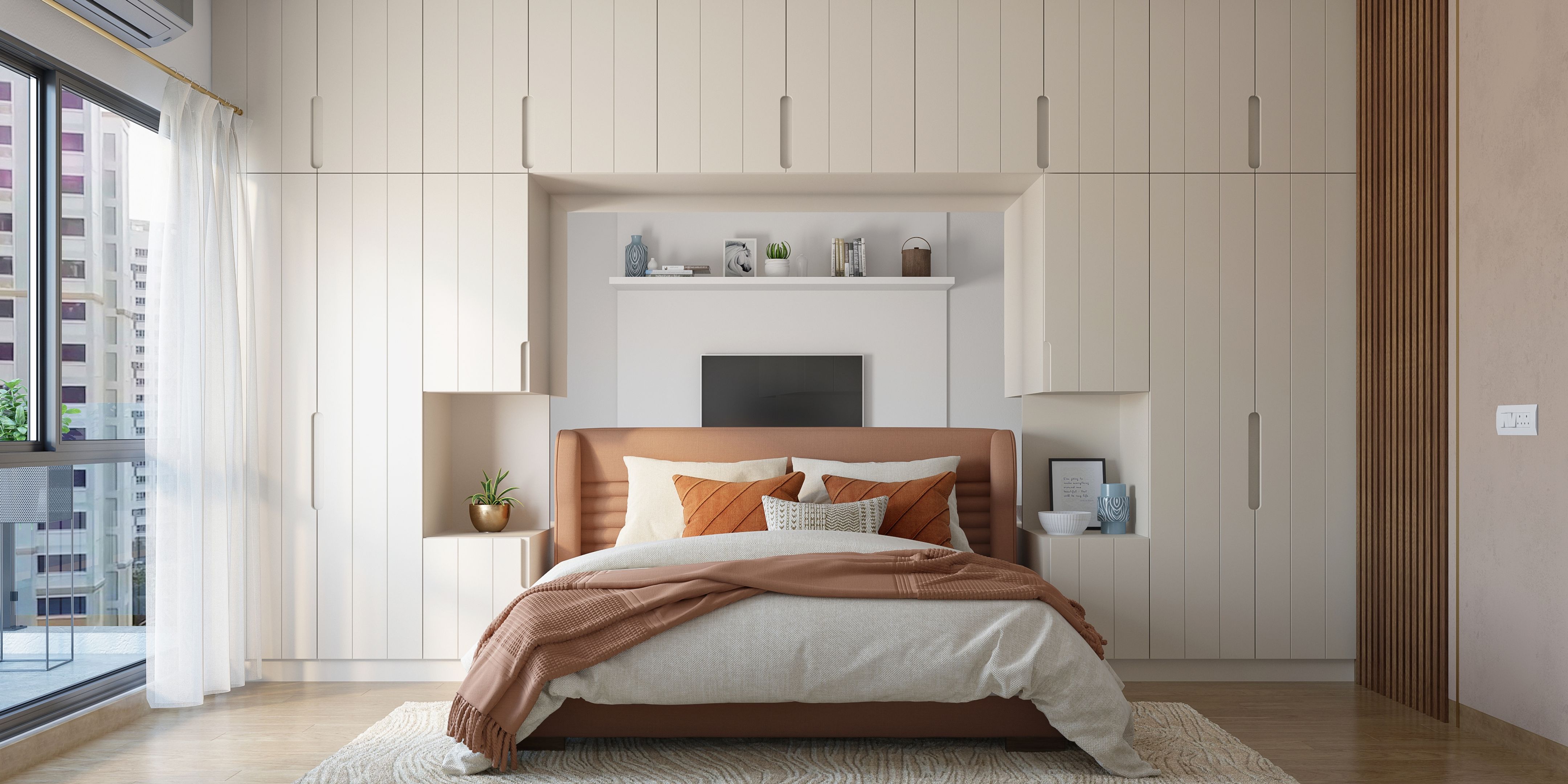 Sleek Premium Wardrobe Design With Smart Storage and Lofts | Livspace