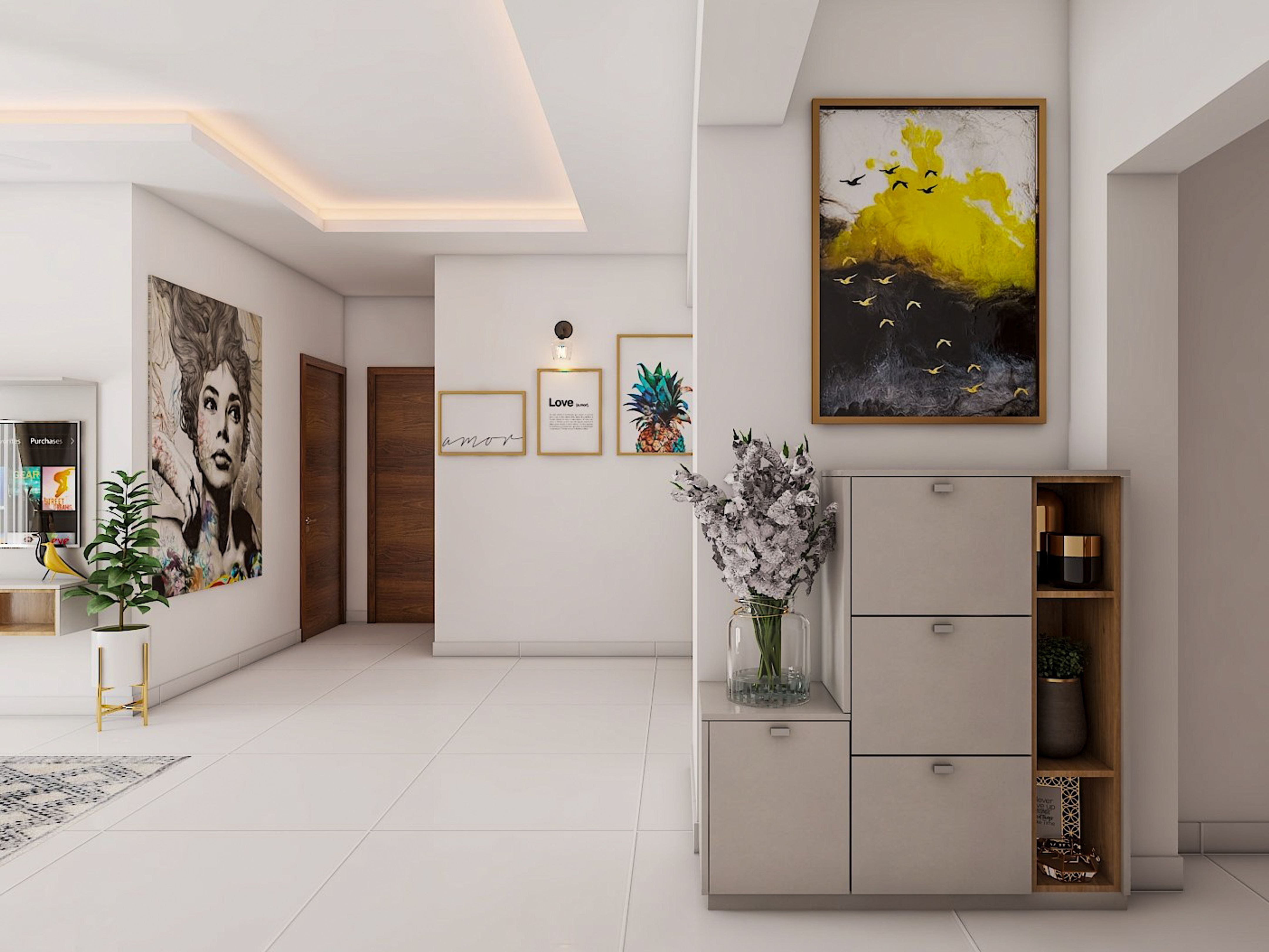 Compact Low Maintenance Foyer With Simple Minimal Design | Livspace