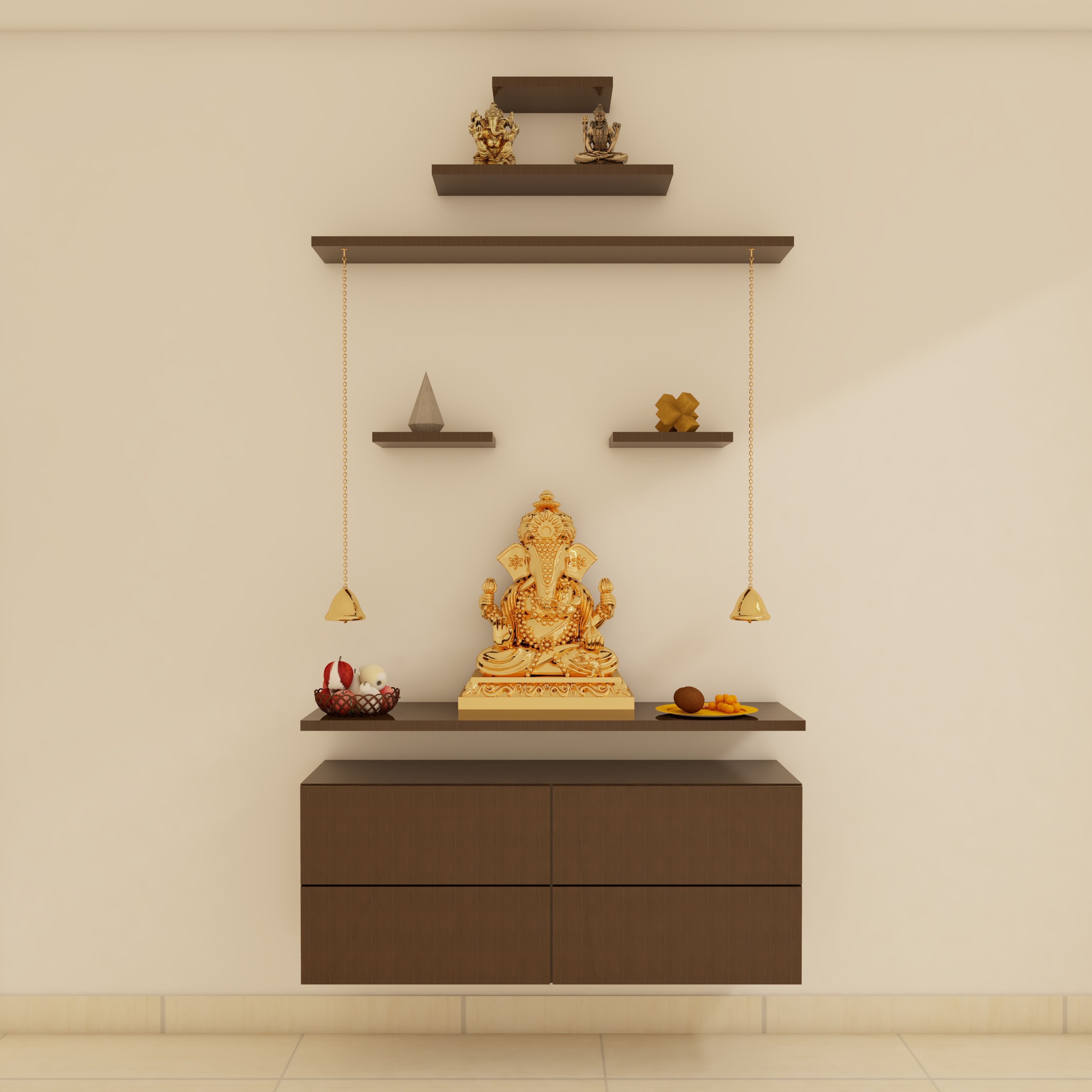 Compact Pooja Room Design With Minimal Decor | Livspace