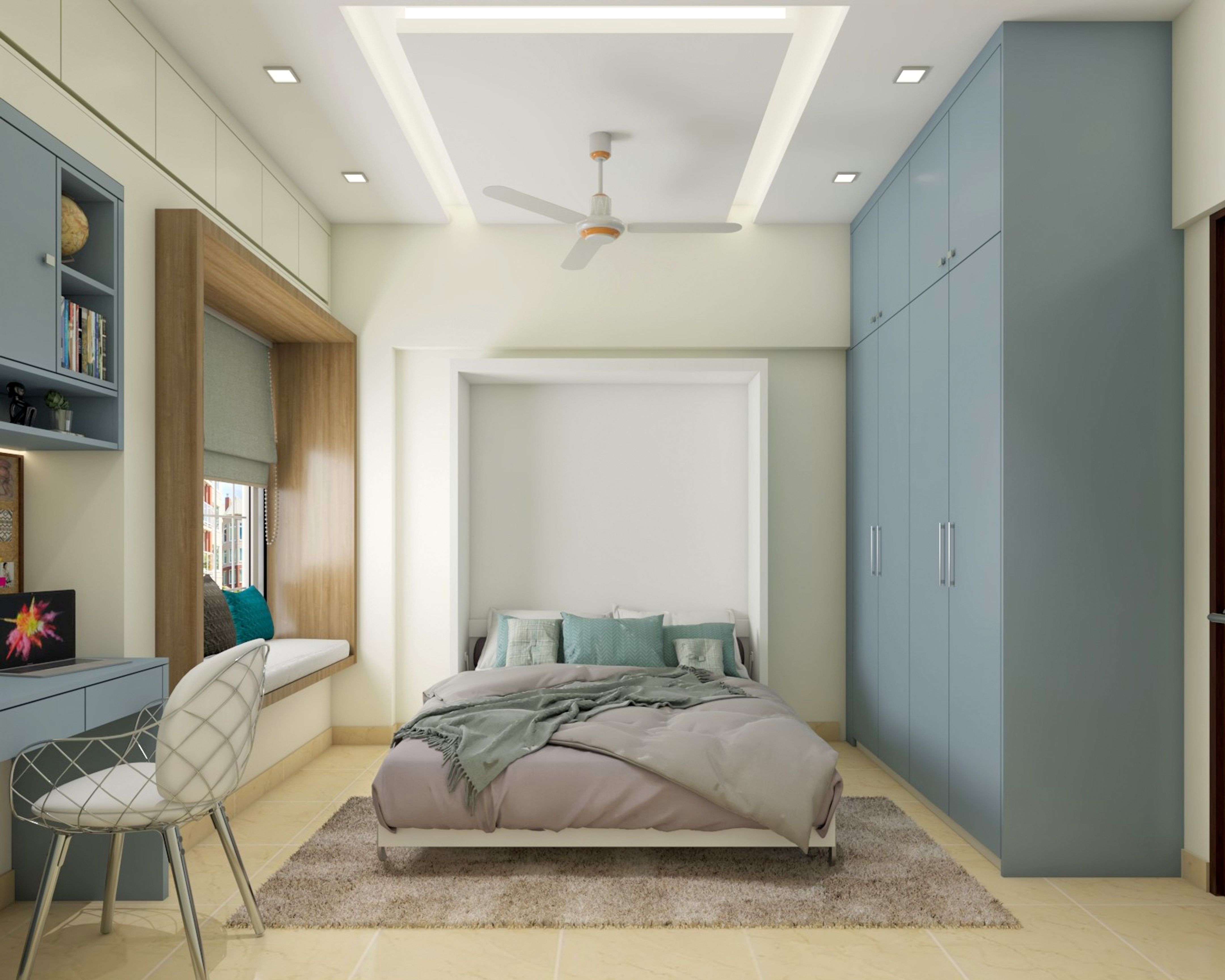 Modern Peripheral False Ceiling Design With Recessed Lights | Livspace