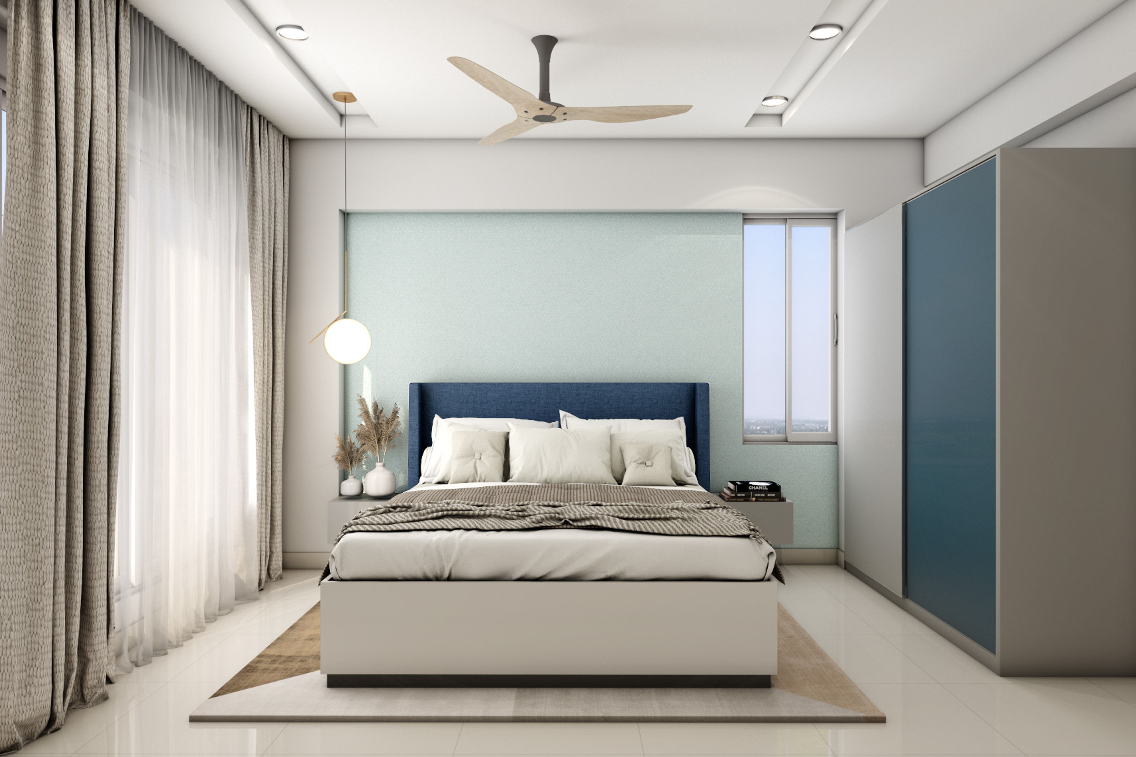 Single-Layered Rectangle Bedroom False Ceiling Design With Recessed ...