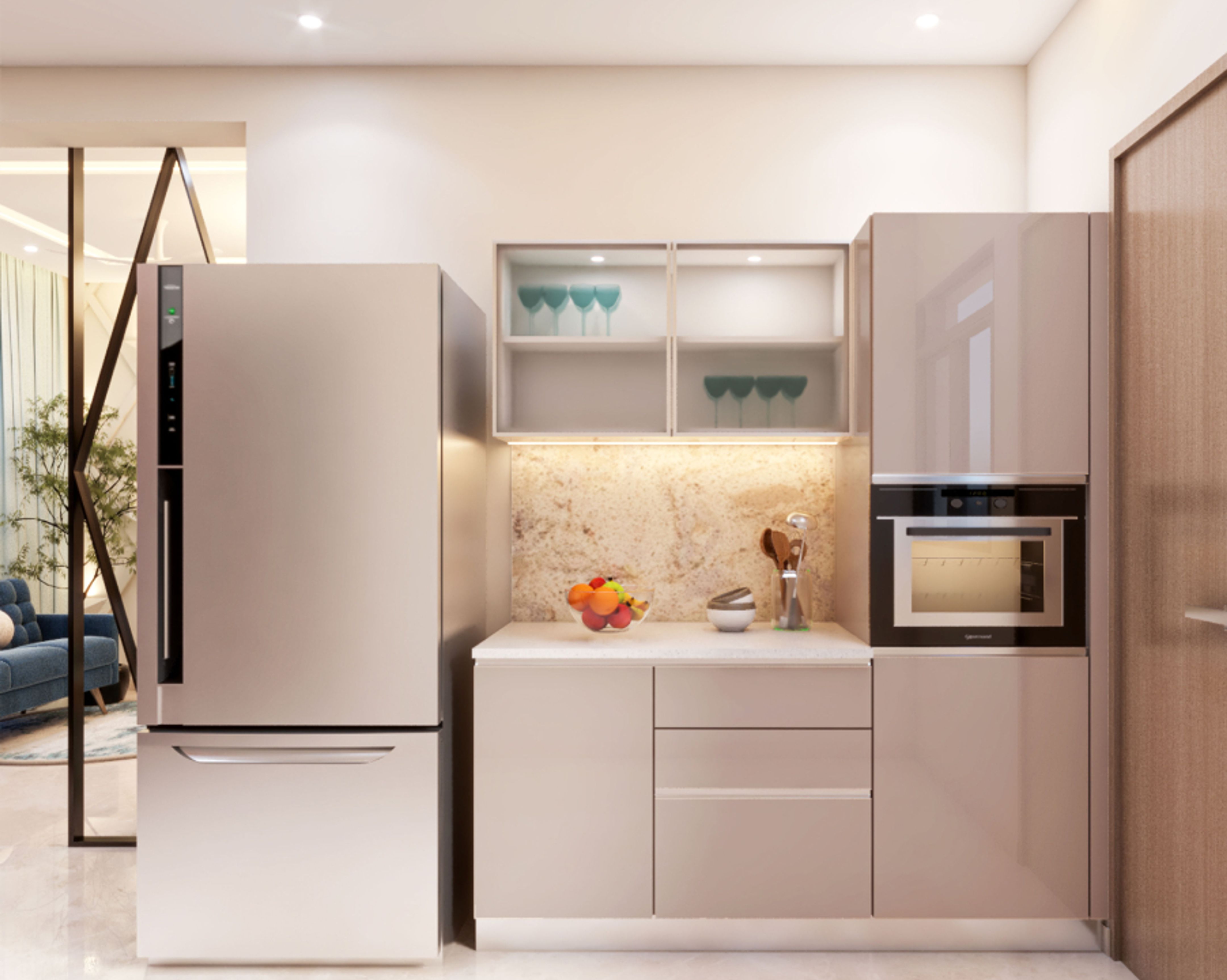 Compact Kitchen Design With Loft Storage | Livspace