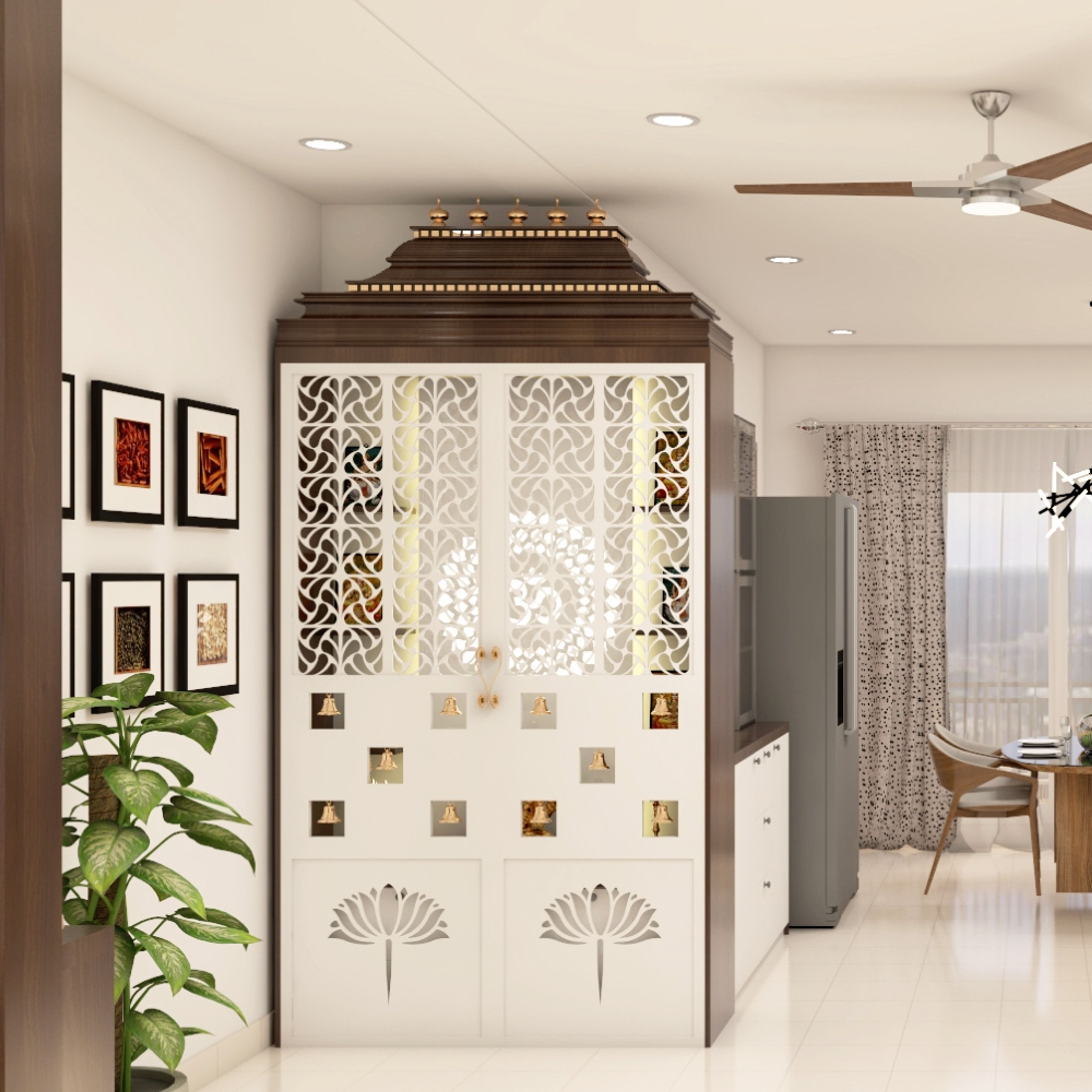 Spacious Open Mandir Design With Traditional Accents | Livspace