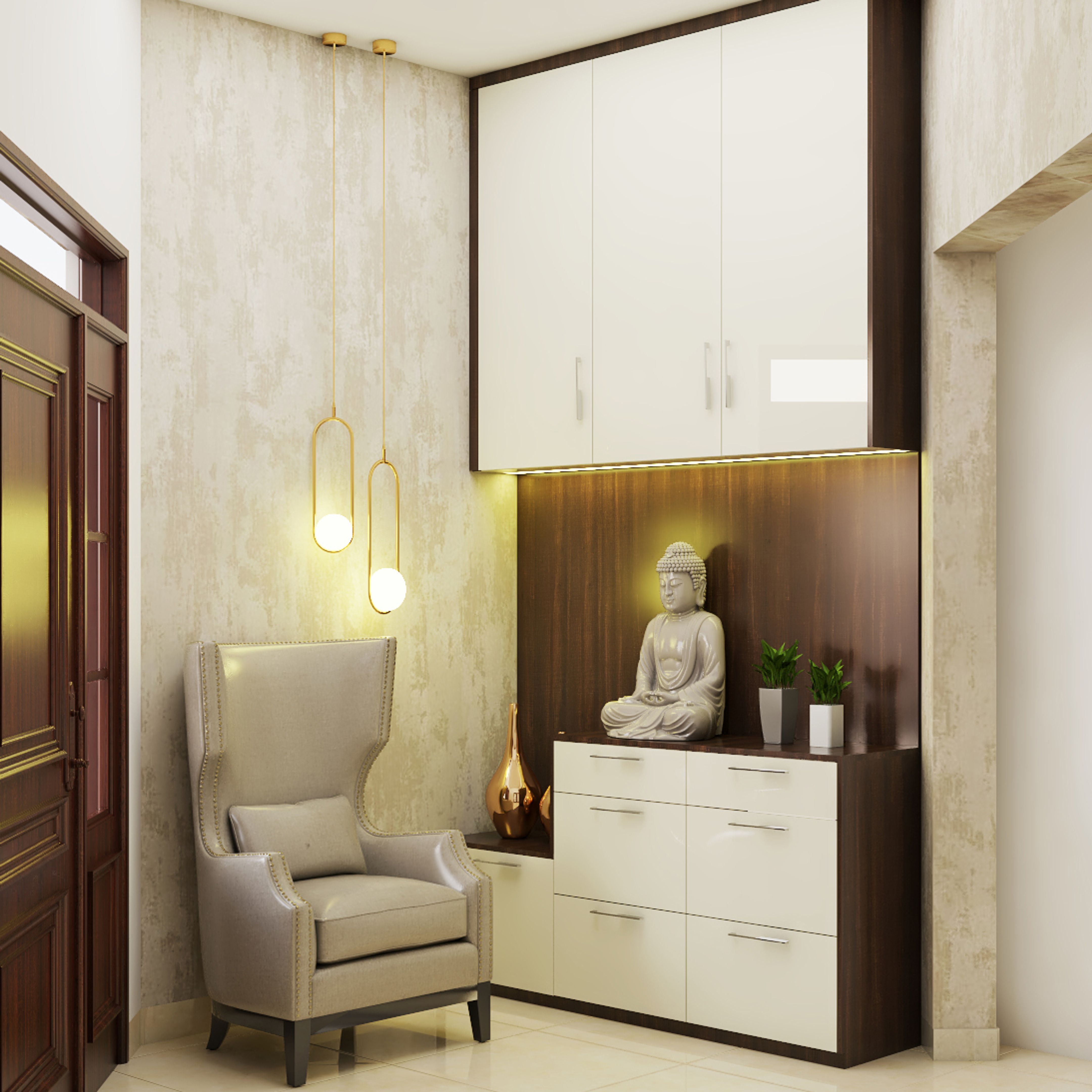 Beige Wallpaper Design With An Abstract Pattern - 4X4 Ft | Livspace