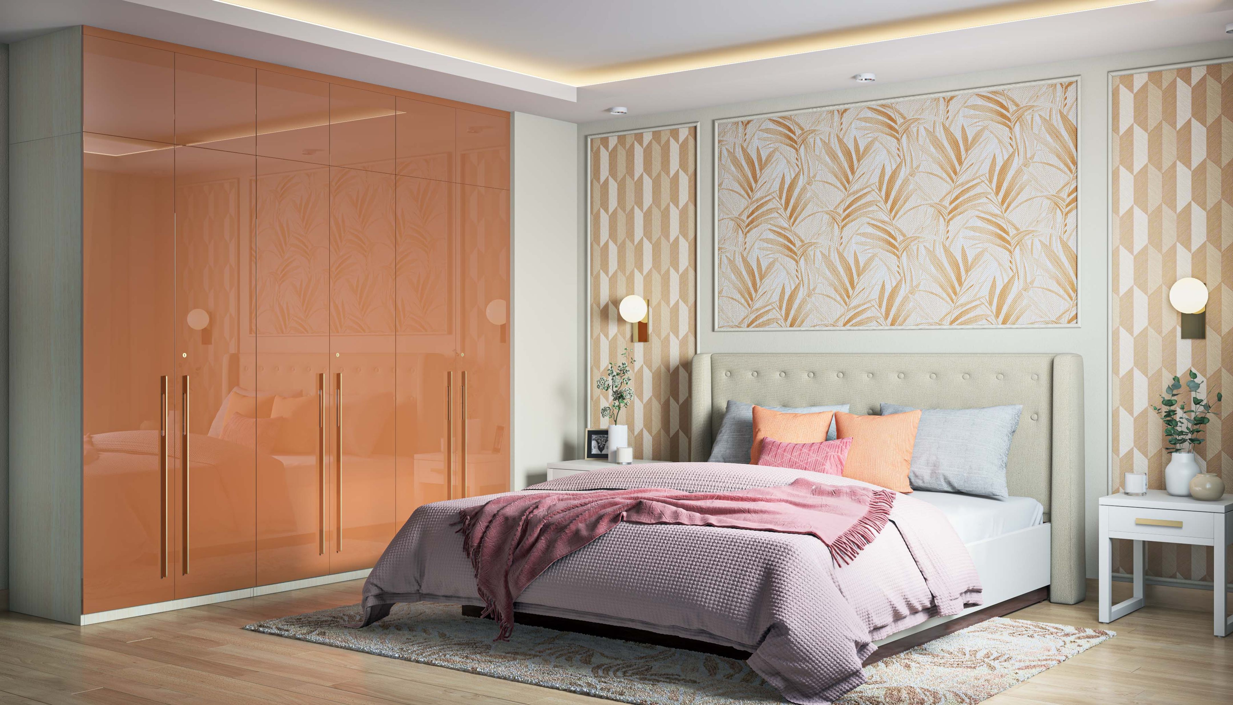 Spacious Layout & Trimmed Walls: Modern Master Bedroom Design With King Bed | Livspace