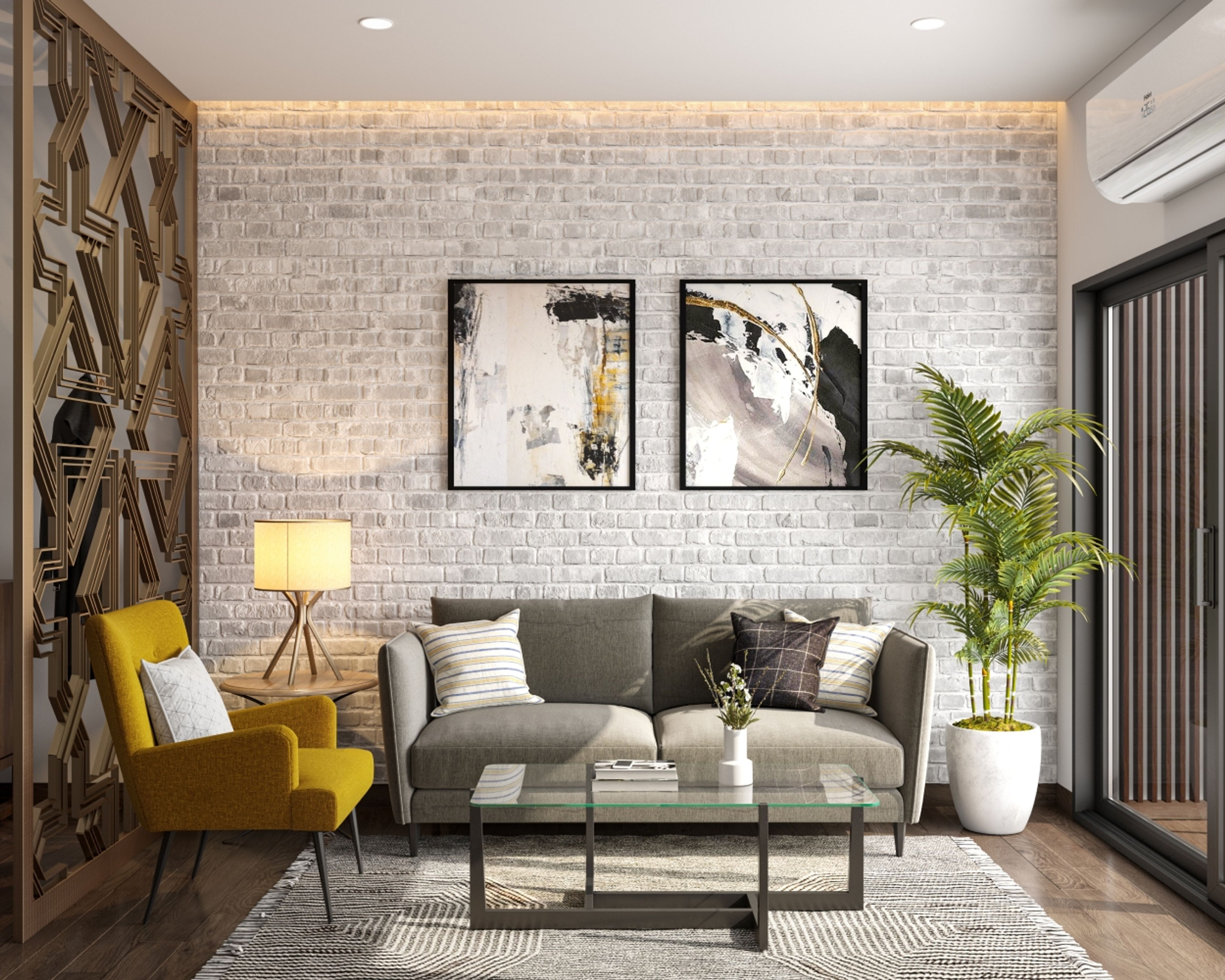 Light Grey Stone Cladding Wall Design For Living Rooms | Livspace