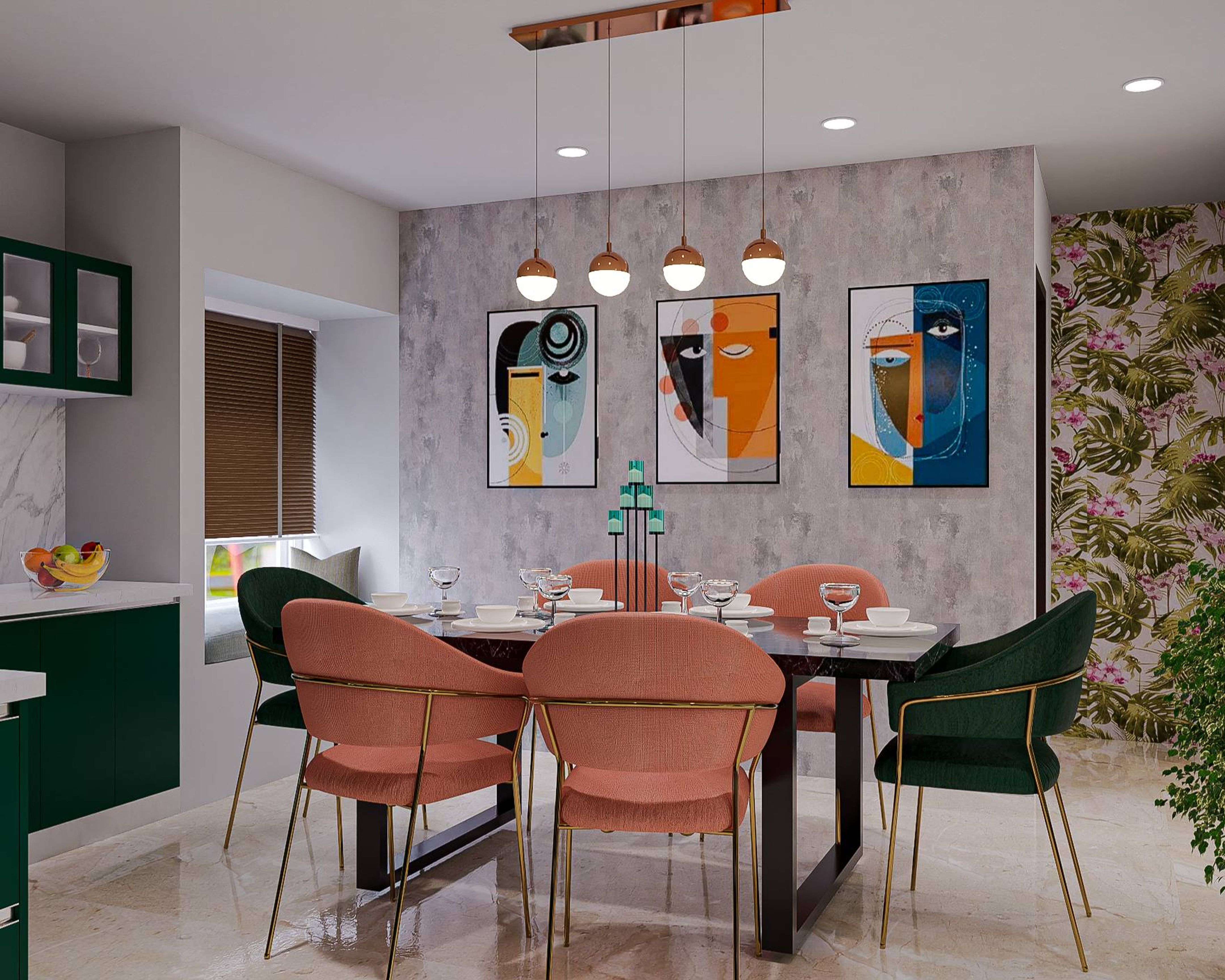 6-Seater Contemporary Dining Room Design | Livspace