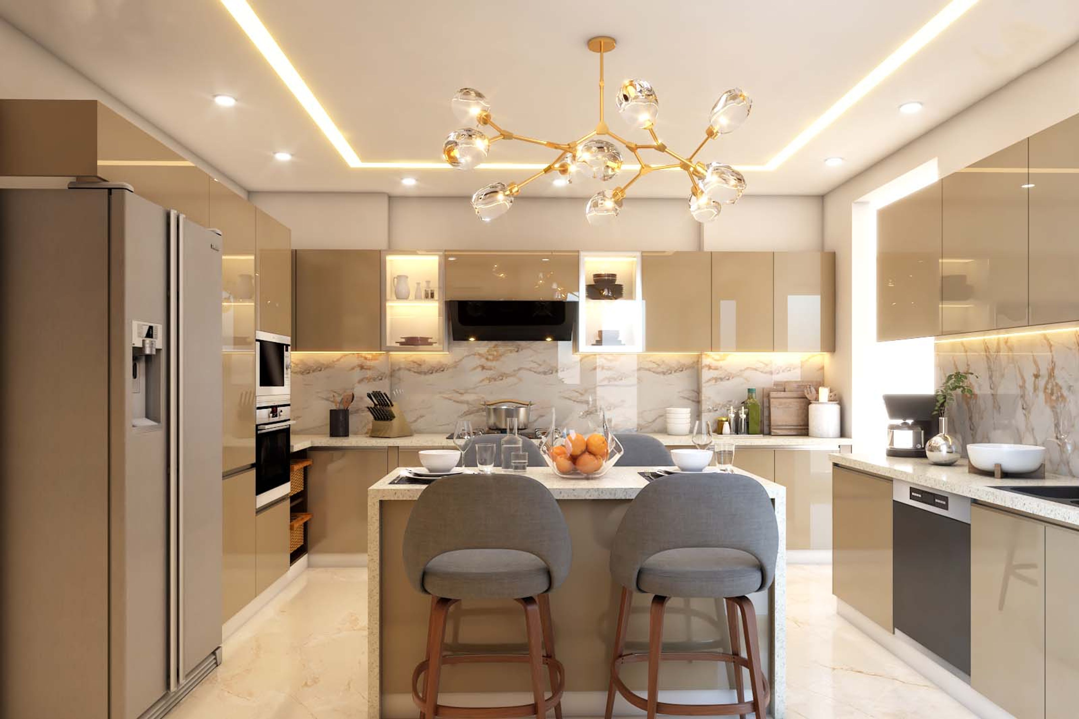 Single-Layered Gypsum Square Ceiling Design Wih Cove Lights And ...