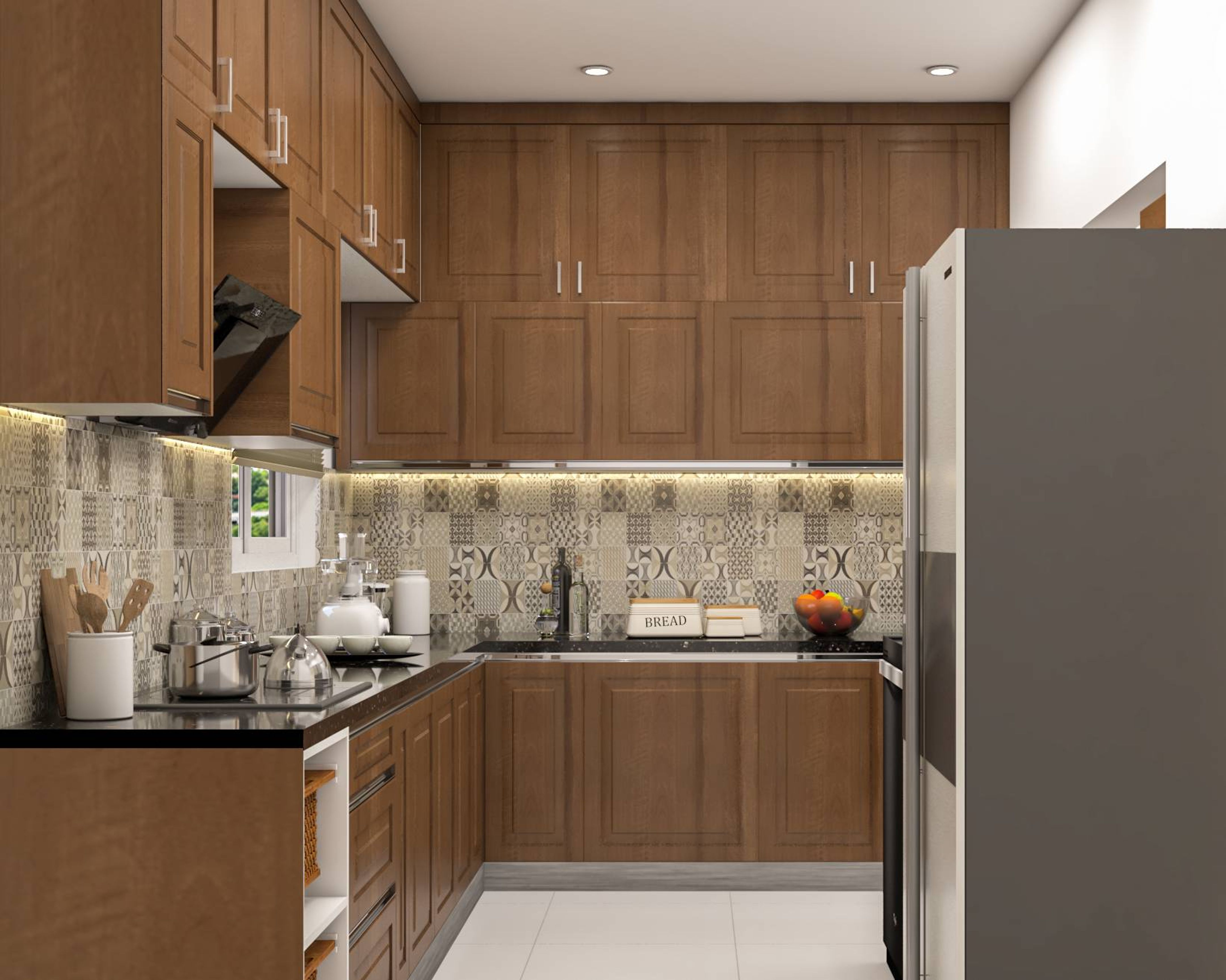 Convenient Contemporary Style Spacious Kitchen Design | Livspace