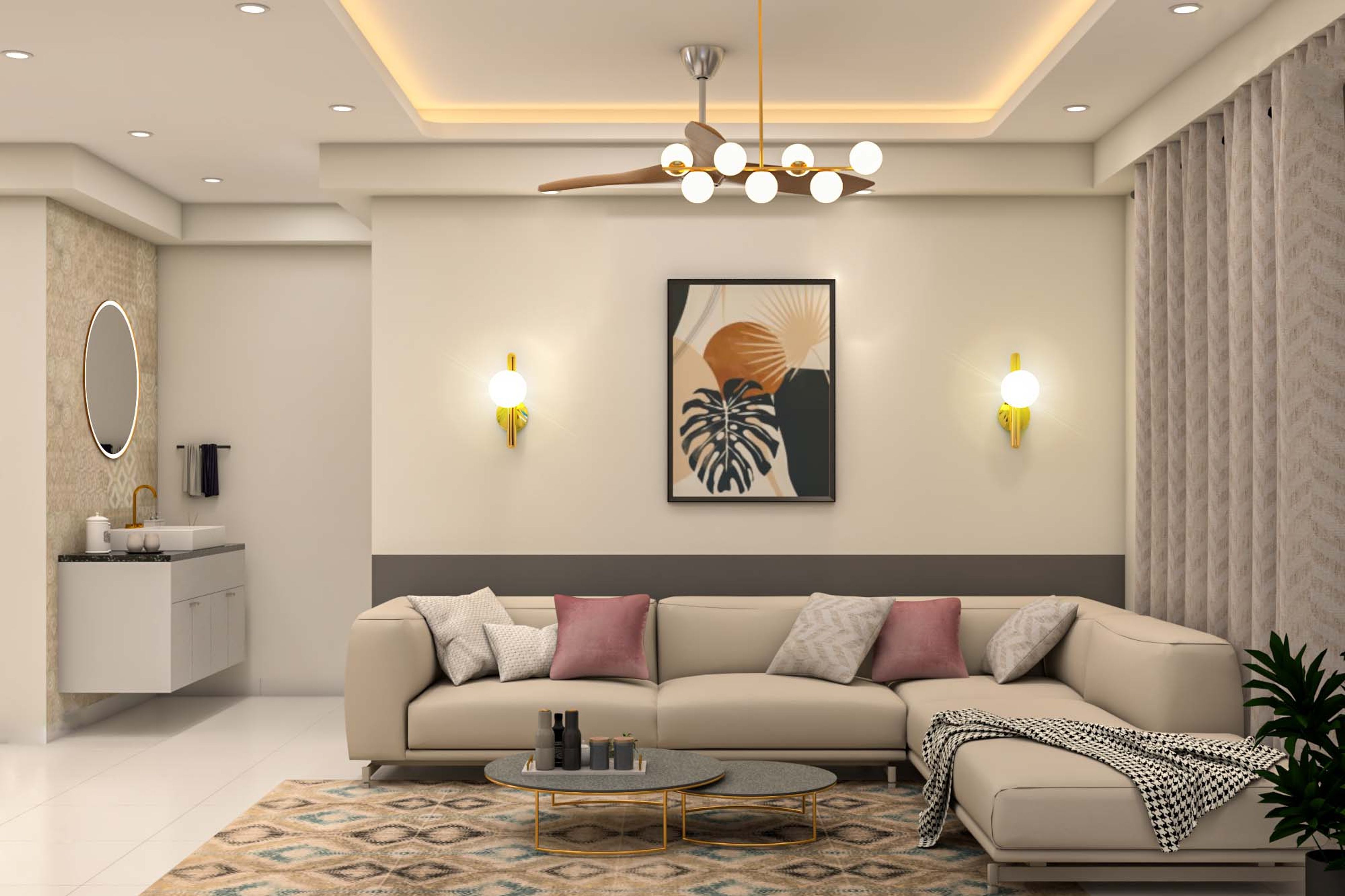 Low-Maintenance Spacious Hall Interior Design | Livspace