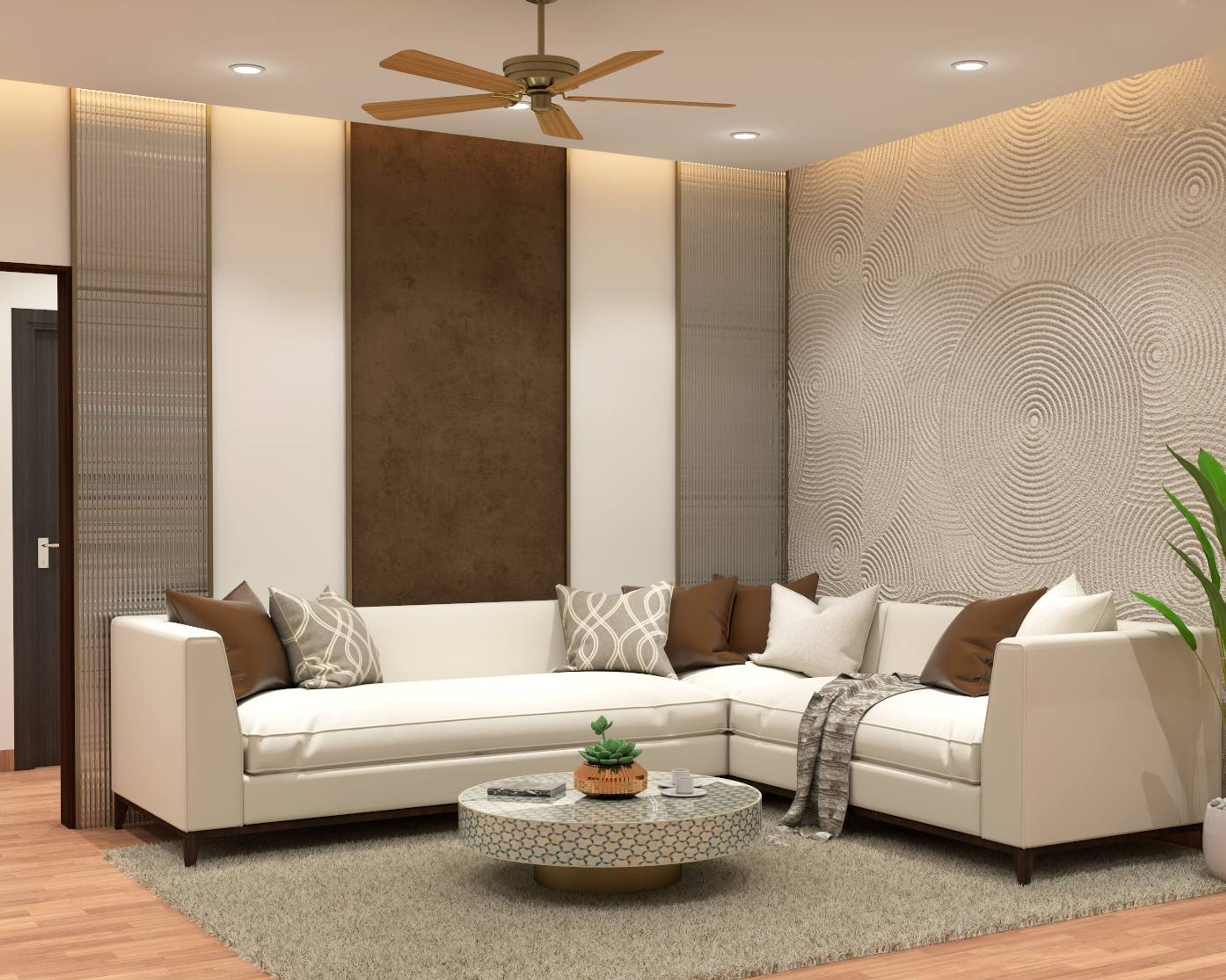 Convenient Contemporary Themed Spacious Living Room Design | Livspace