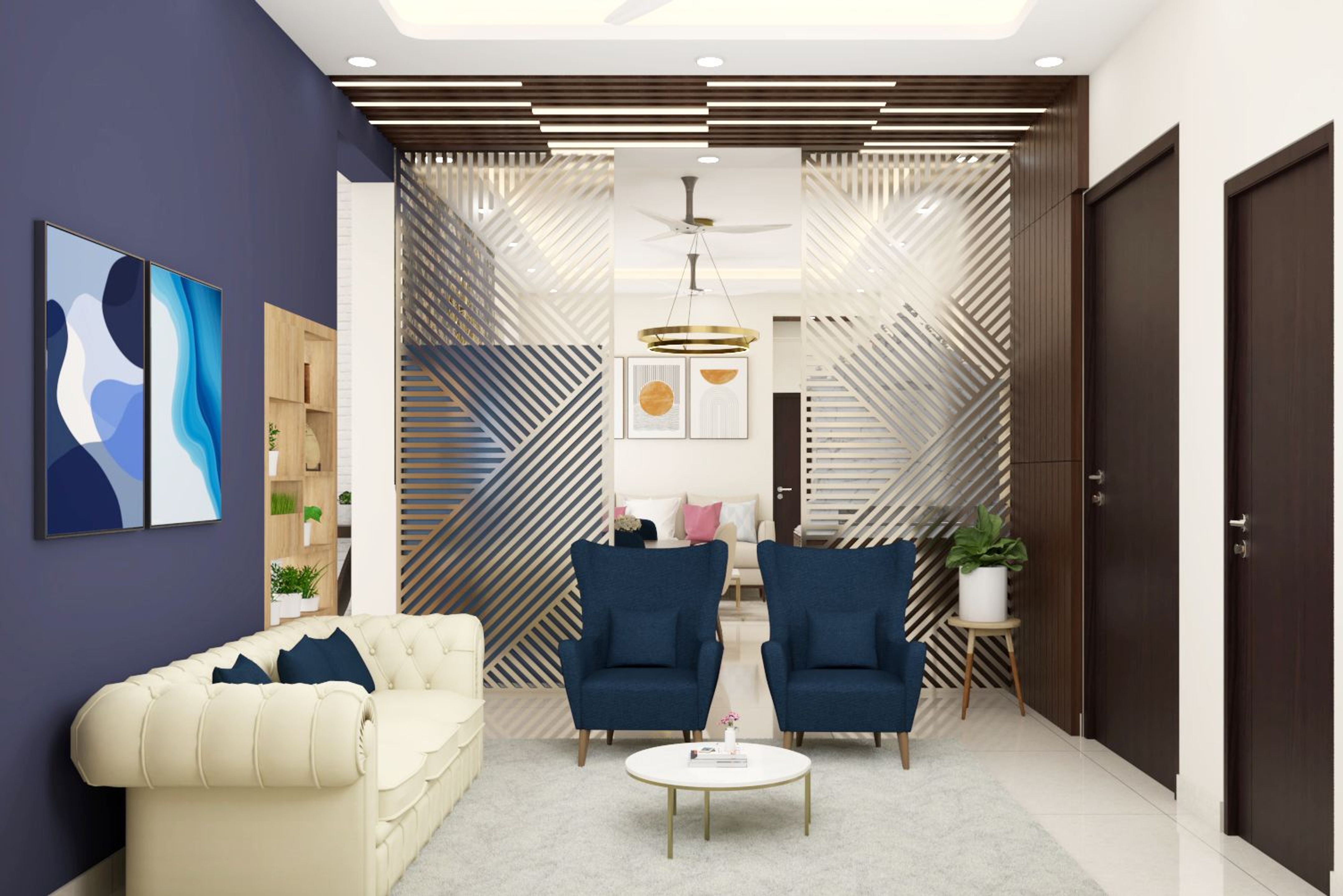 Spacious Contemporary Living Room Design Idea | Livspace