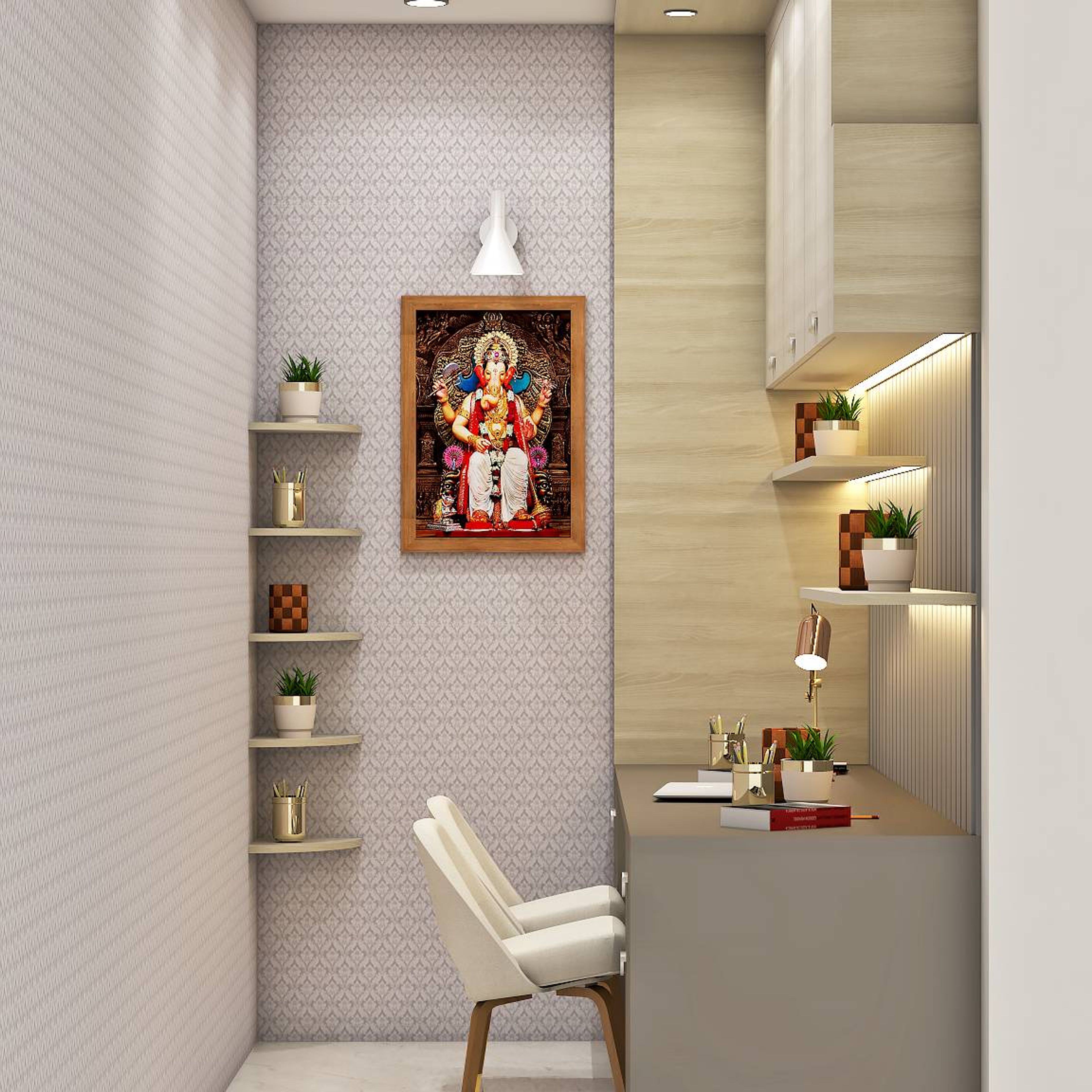 Modern Pooja Room Design With Focus Light | Livspace