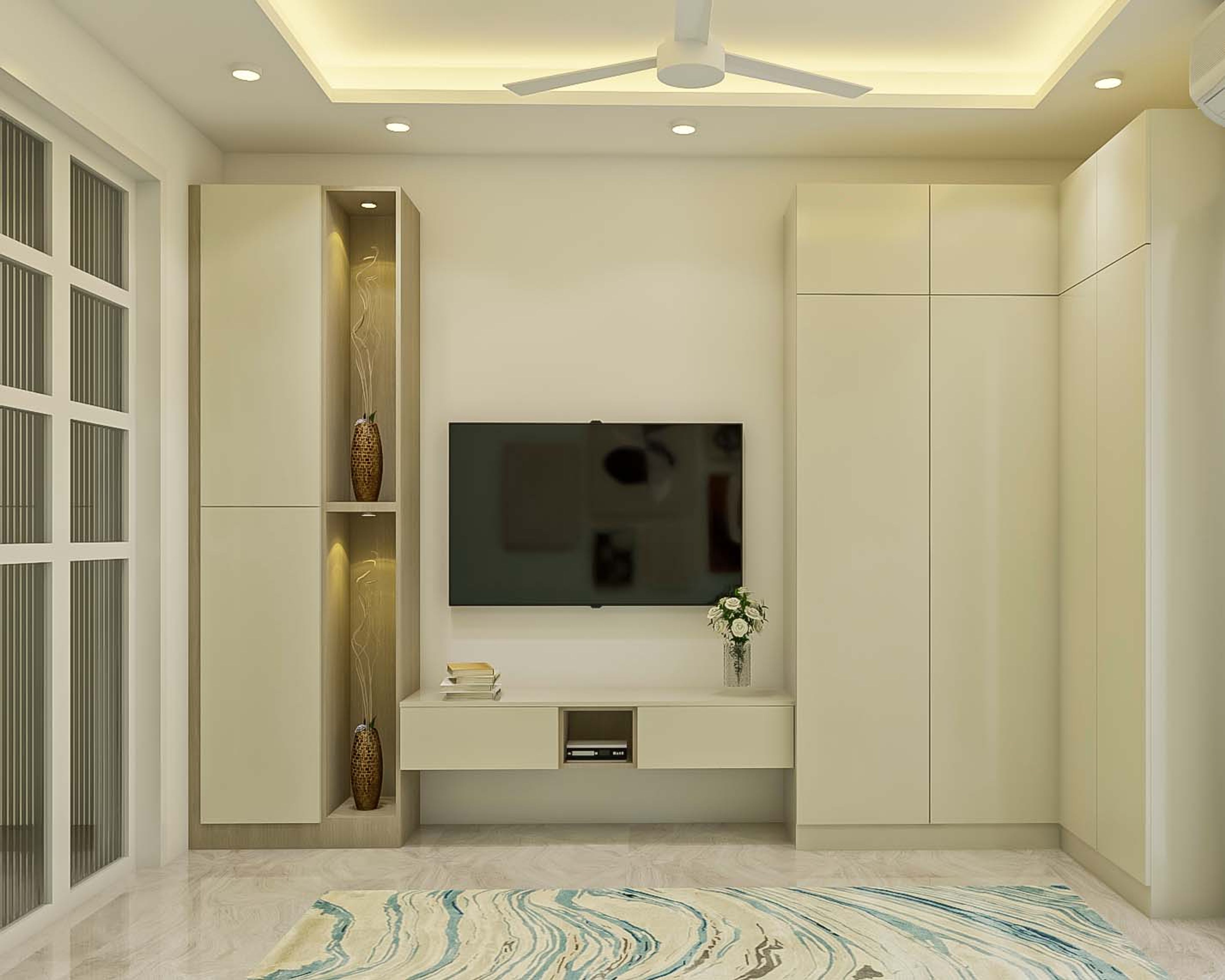 Spacious TV Unit Design With Max Storage Cabinets | Livspace