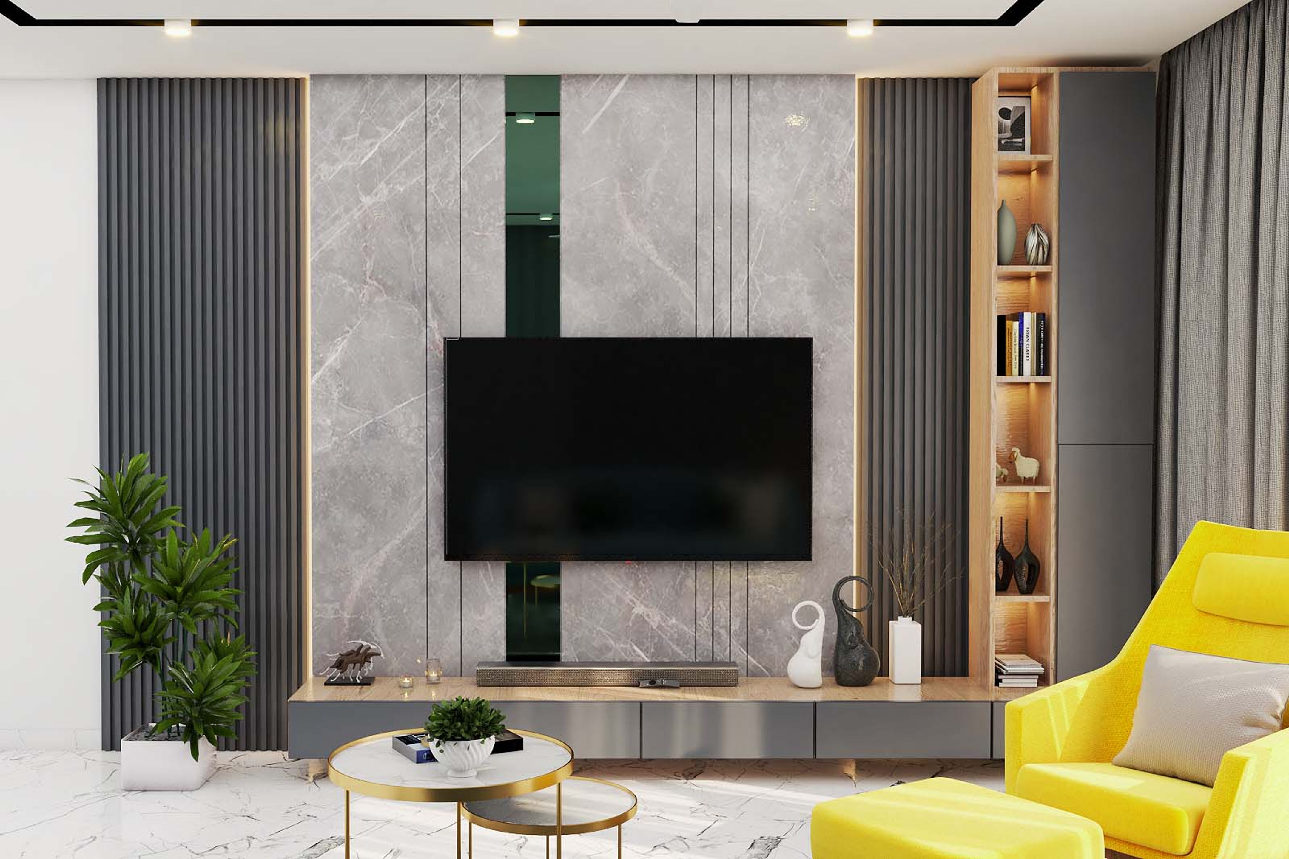 Spacious Contemporary Style Maximum Storage TV Unit Design | Livspace