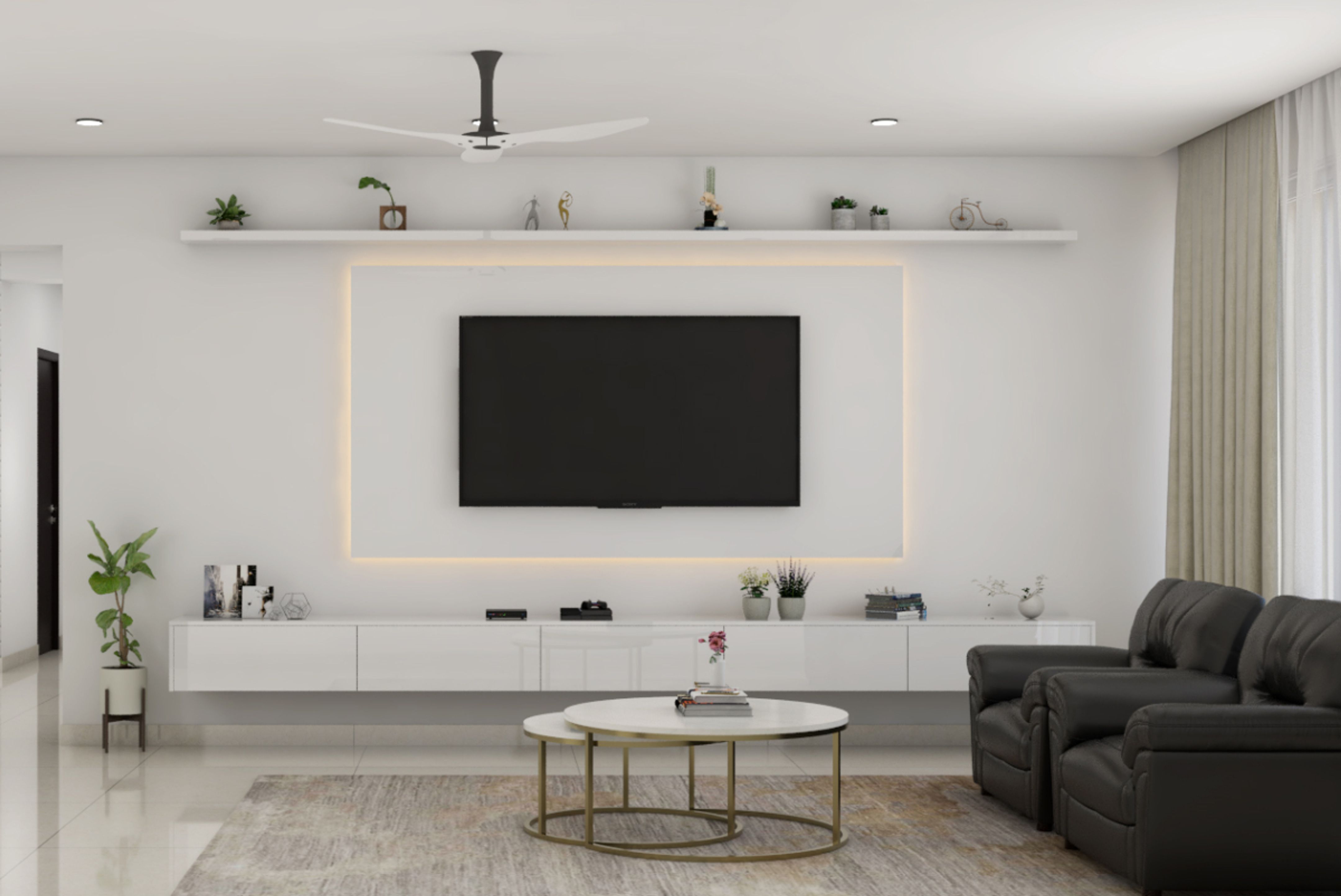 Spacious TV Unit Design With Wall Panels | Livspace