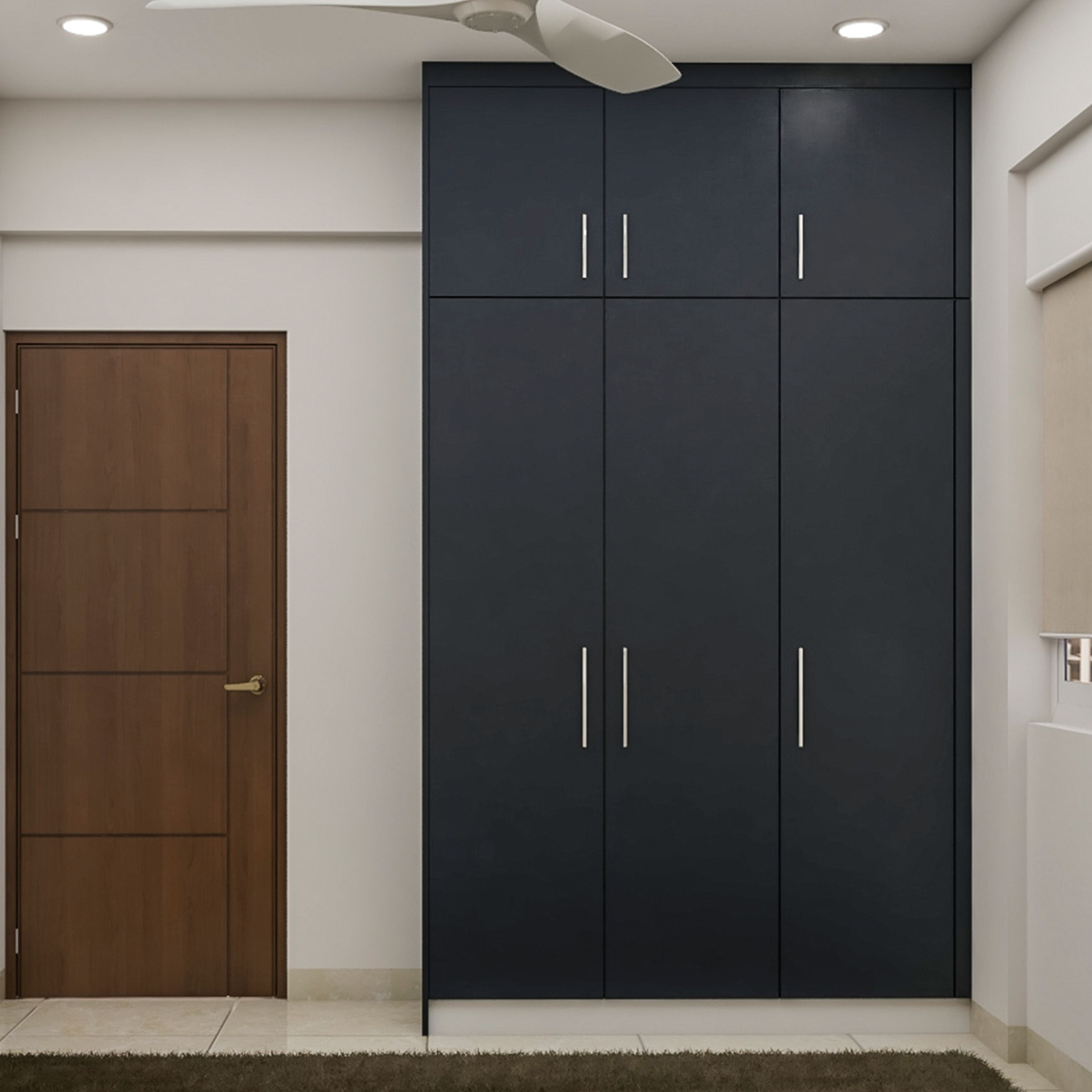 Blue Modern Wardrobe Design With Loft | Livspace