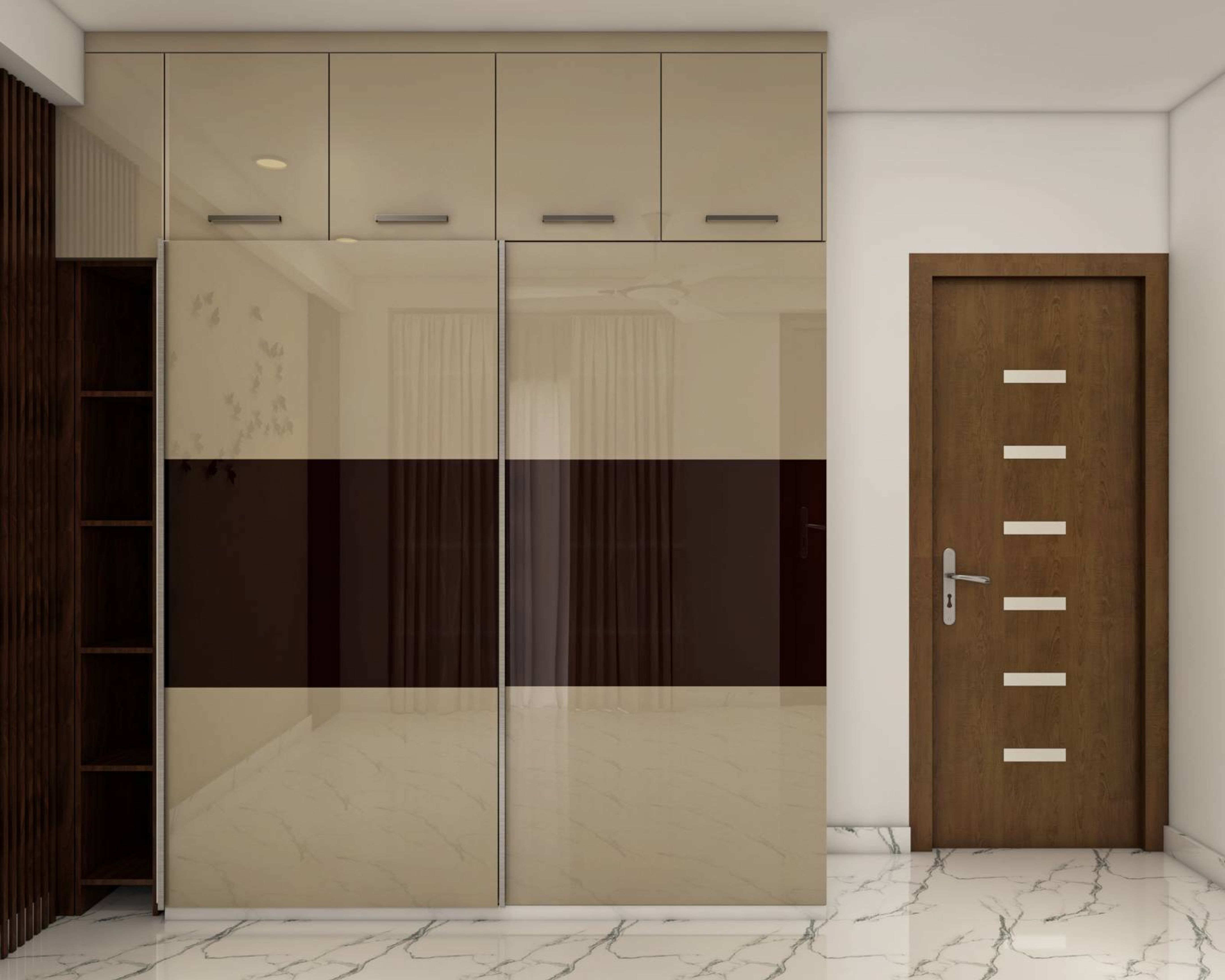 Modern Brown Coloured Sliding Wardrobe Design | Livspace