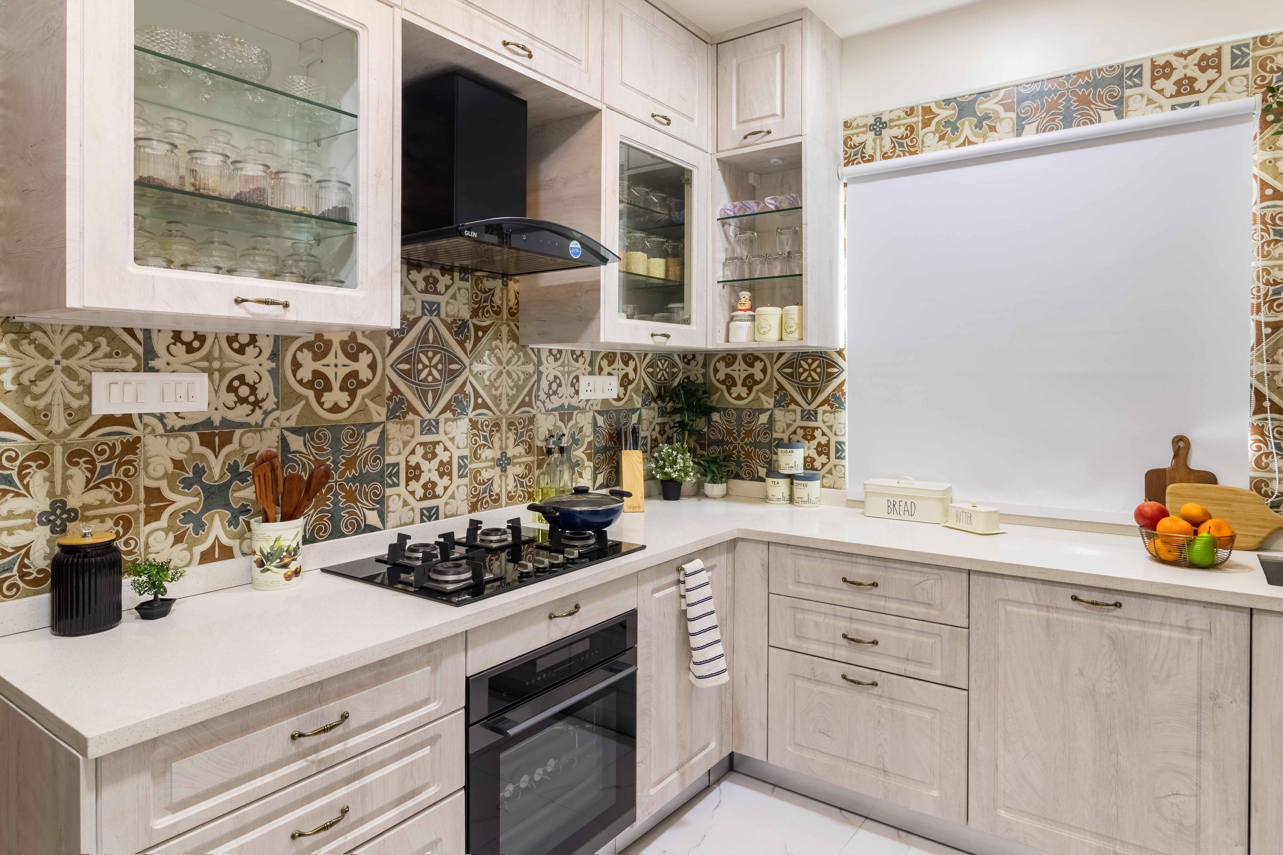 Modern L-Shape Kitchen Design with Oak Endgrain Delight Cabinets - 6x9 ...