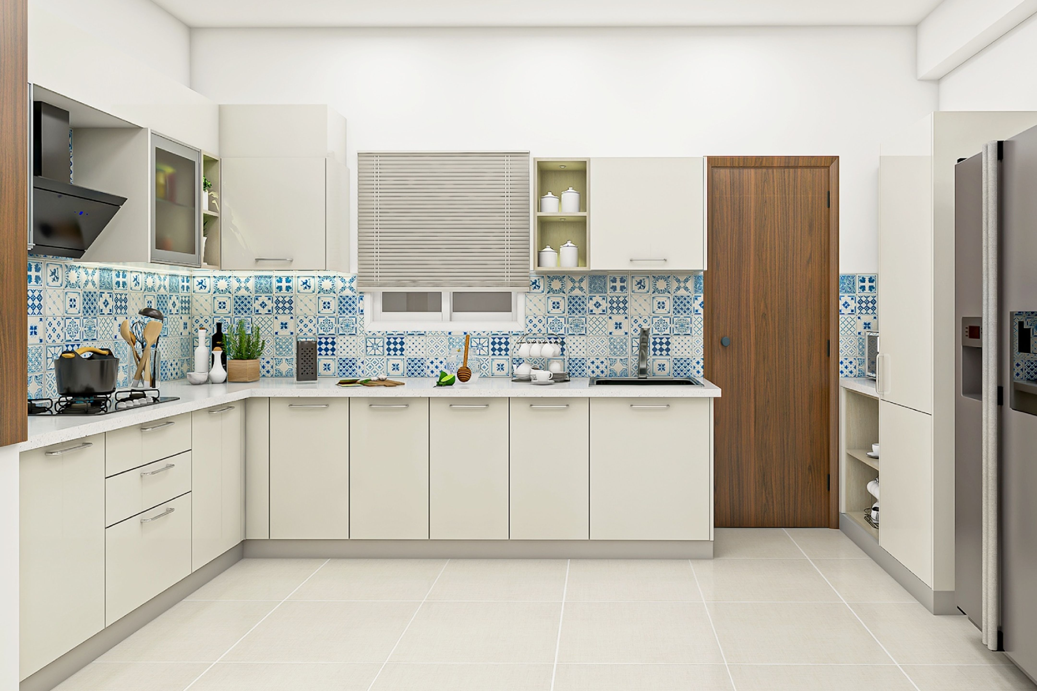 Contemporary Frosty White Kitchen Design with High Gloss Finish - 12x10 ...