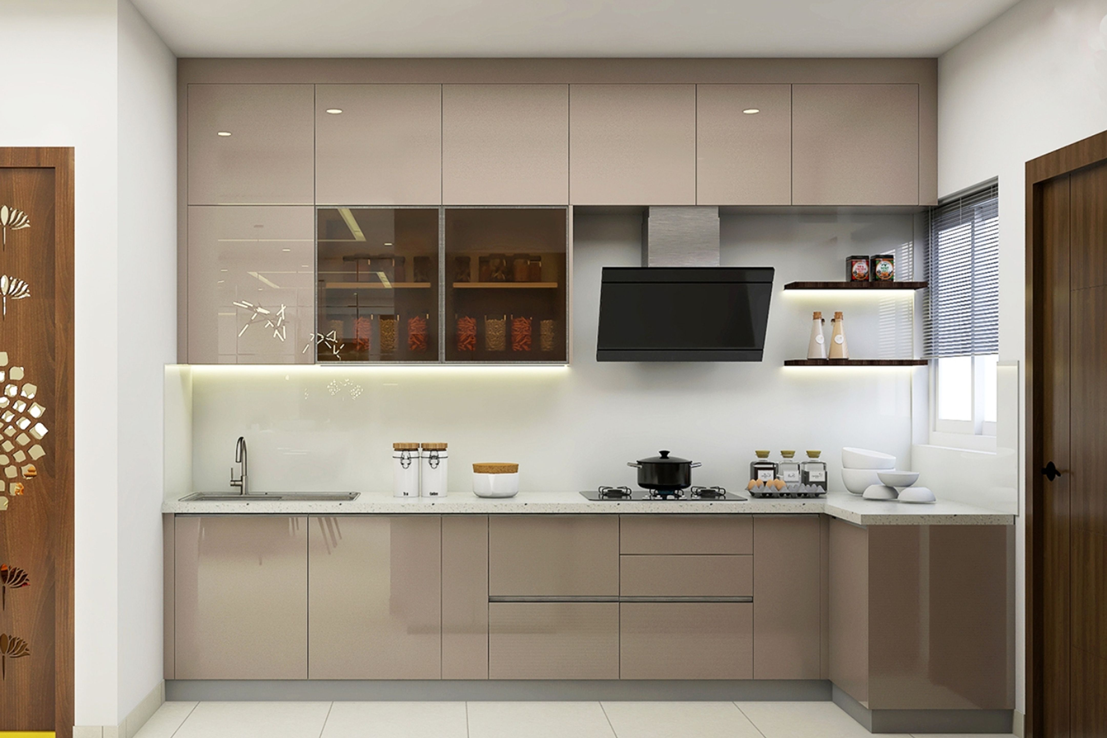 Irish Cream Modular L Shape Kitchen Design | Livspace