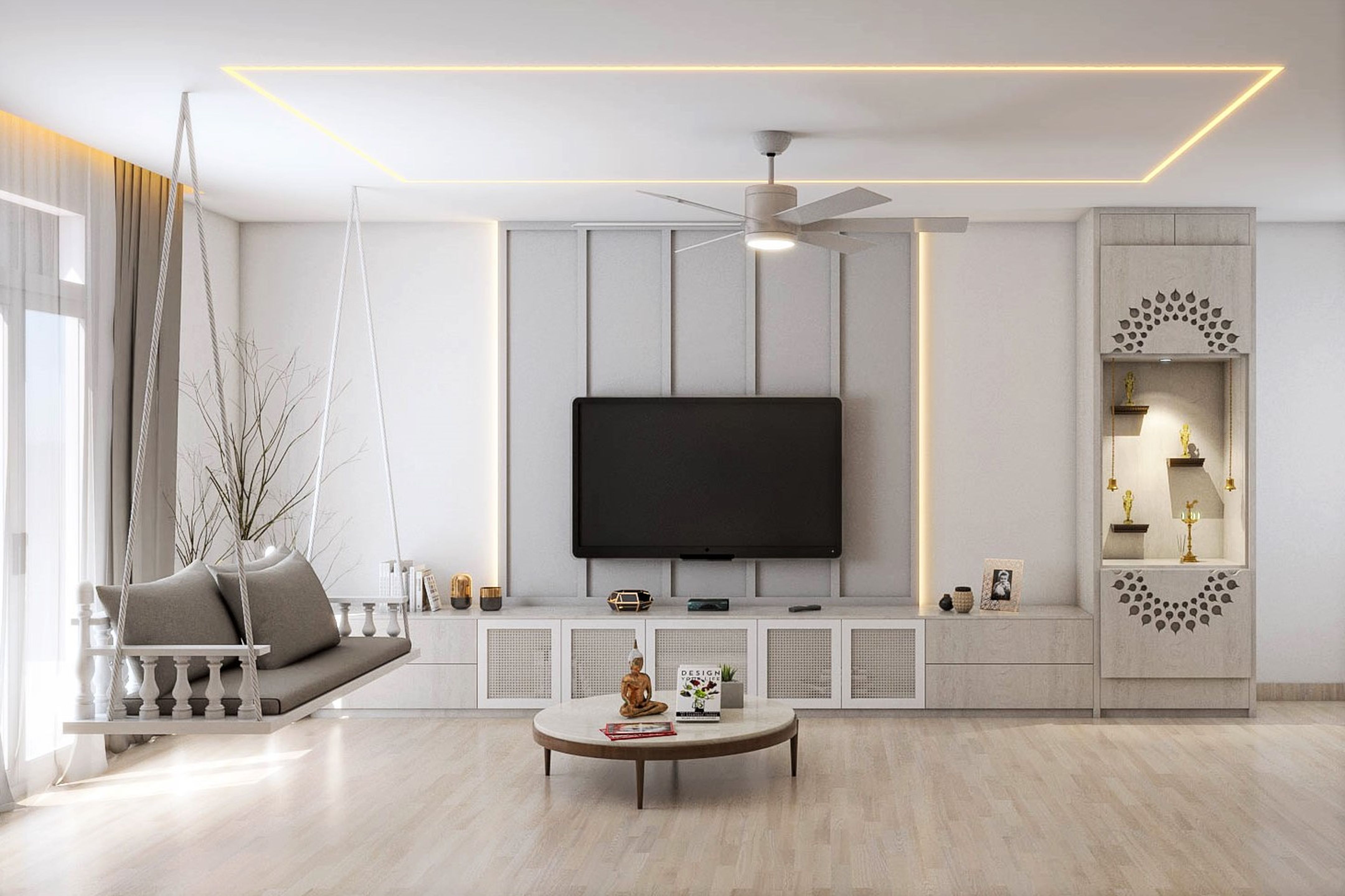 Single-Layered False Ceiling Design Made Of Gypsum | Livspace