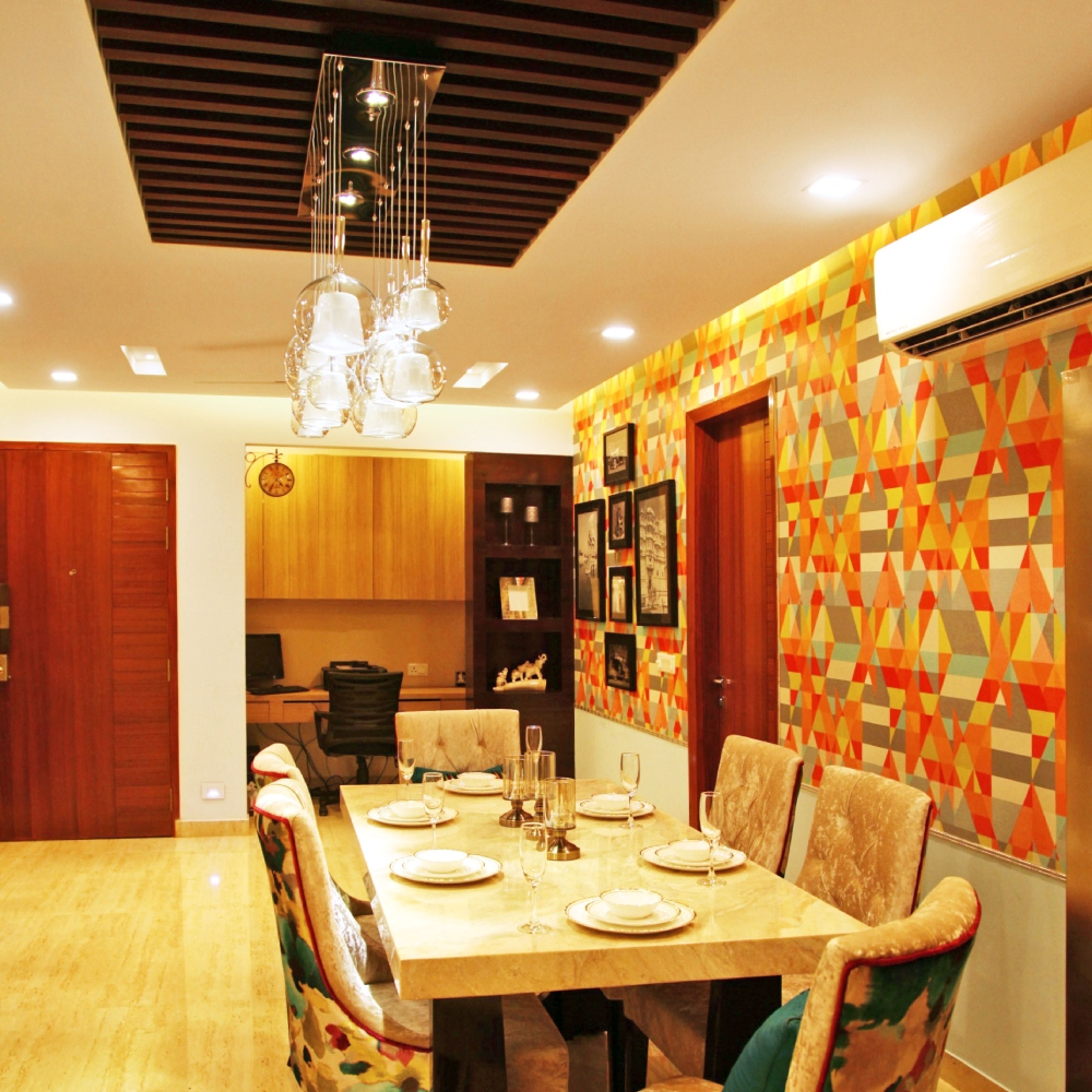 False Ceiling Design With A Chandelier | Livspace