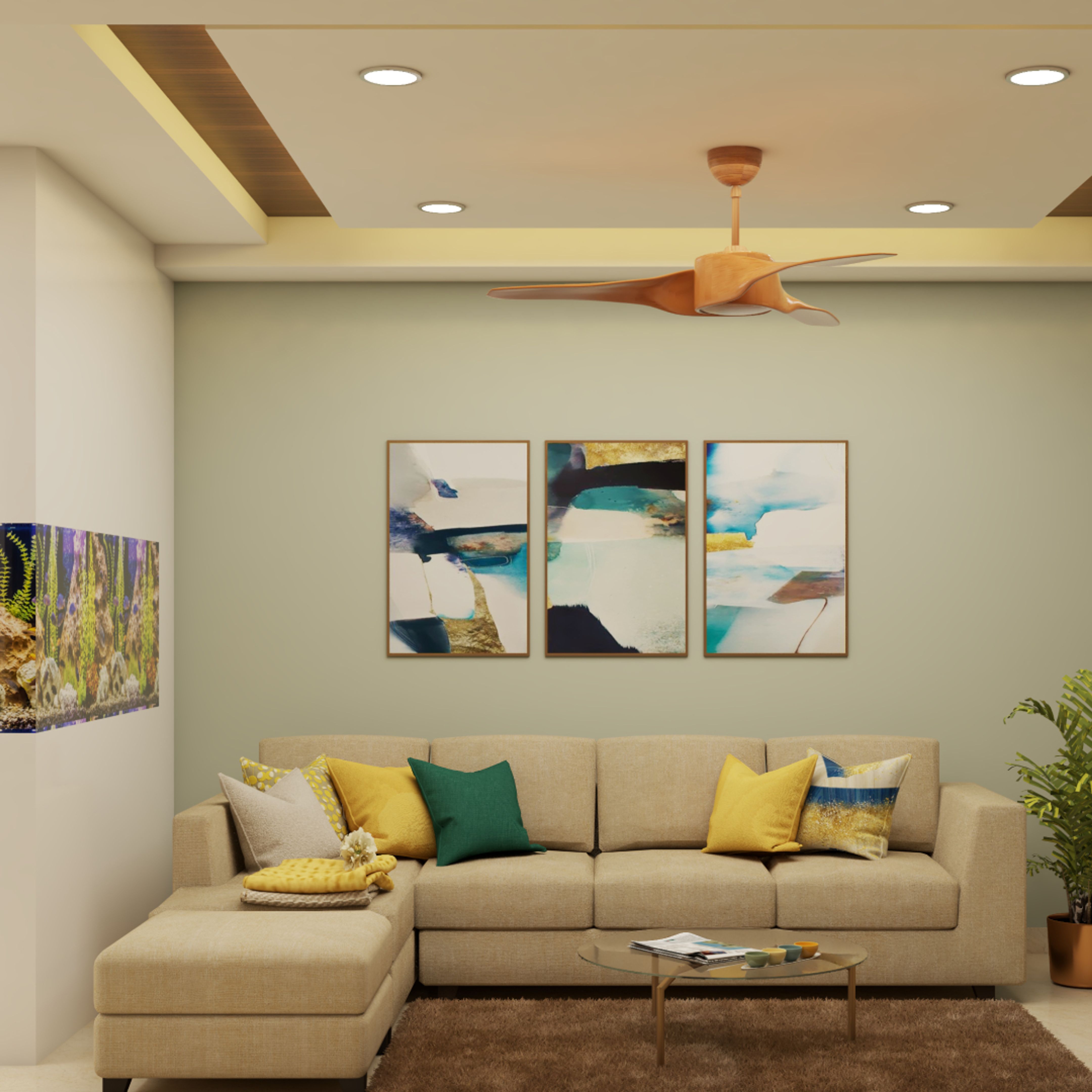 Gypsum And Wood False Ceiling | Livspace