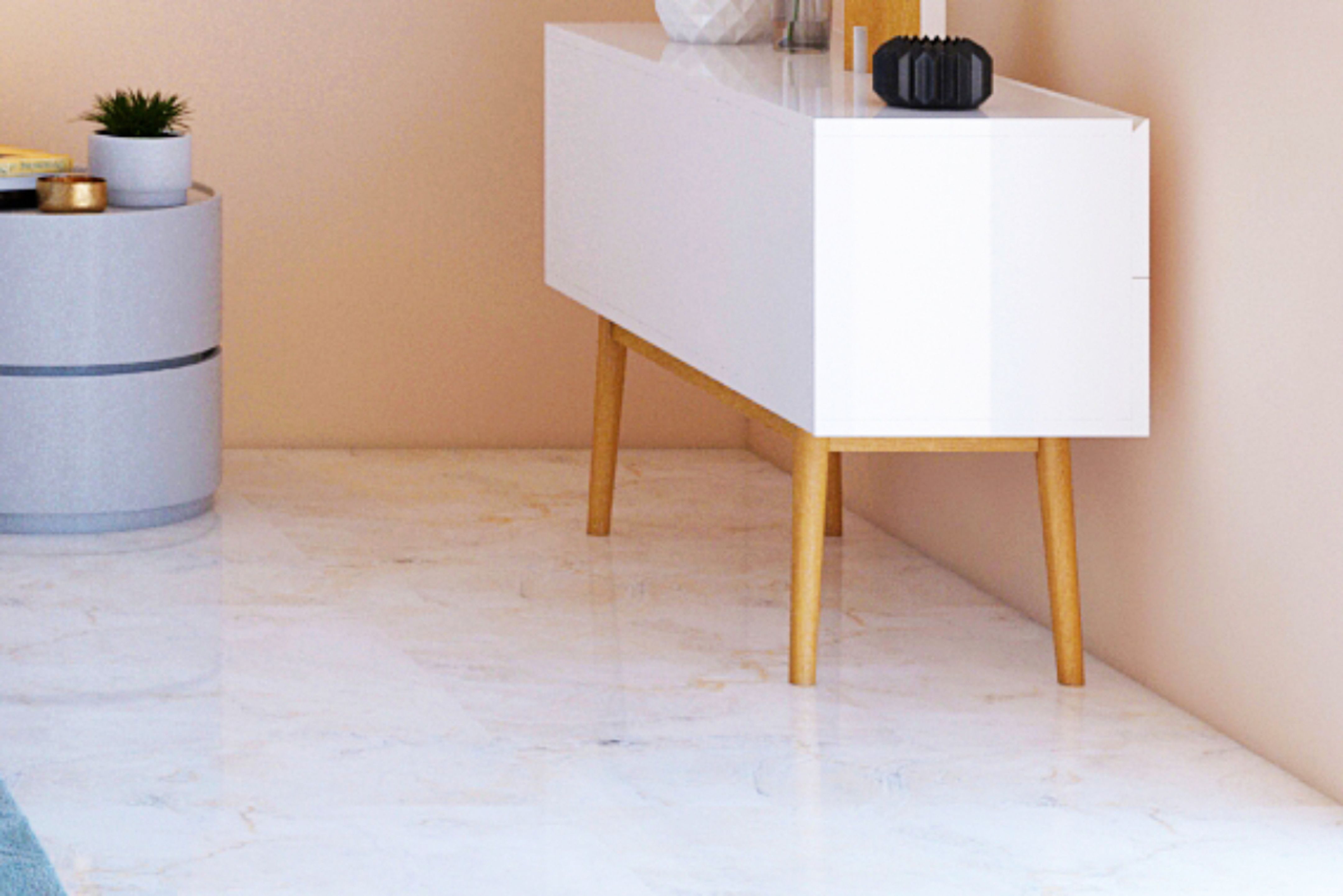 Low-Maintenance Flooring Design With Light Cream Tiles | Livspace