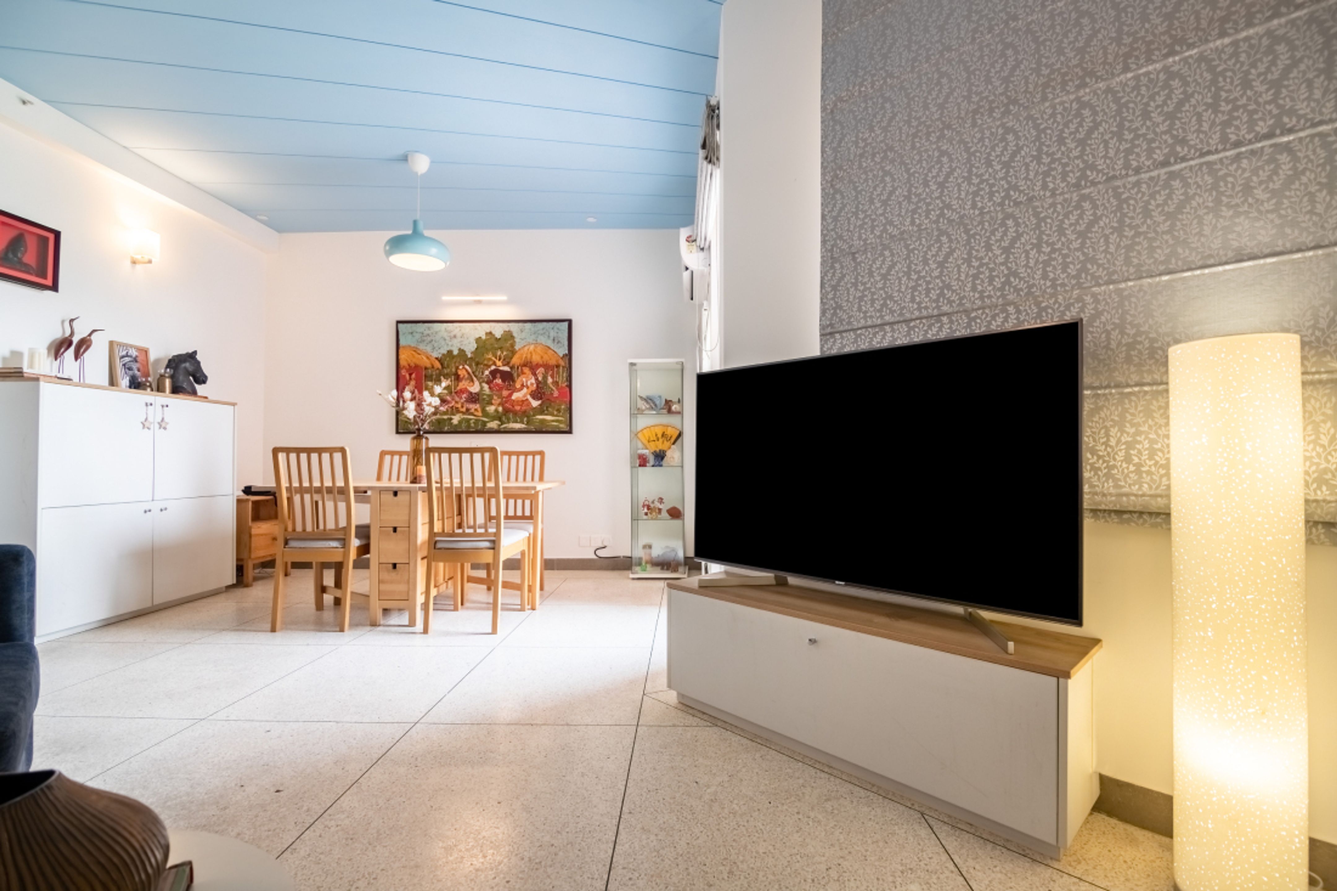 Contemporary Beige Tiles Design With A Glossy Finish | Livspace