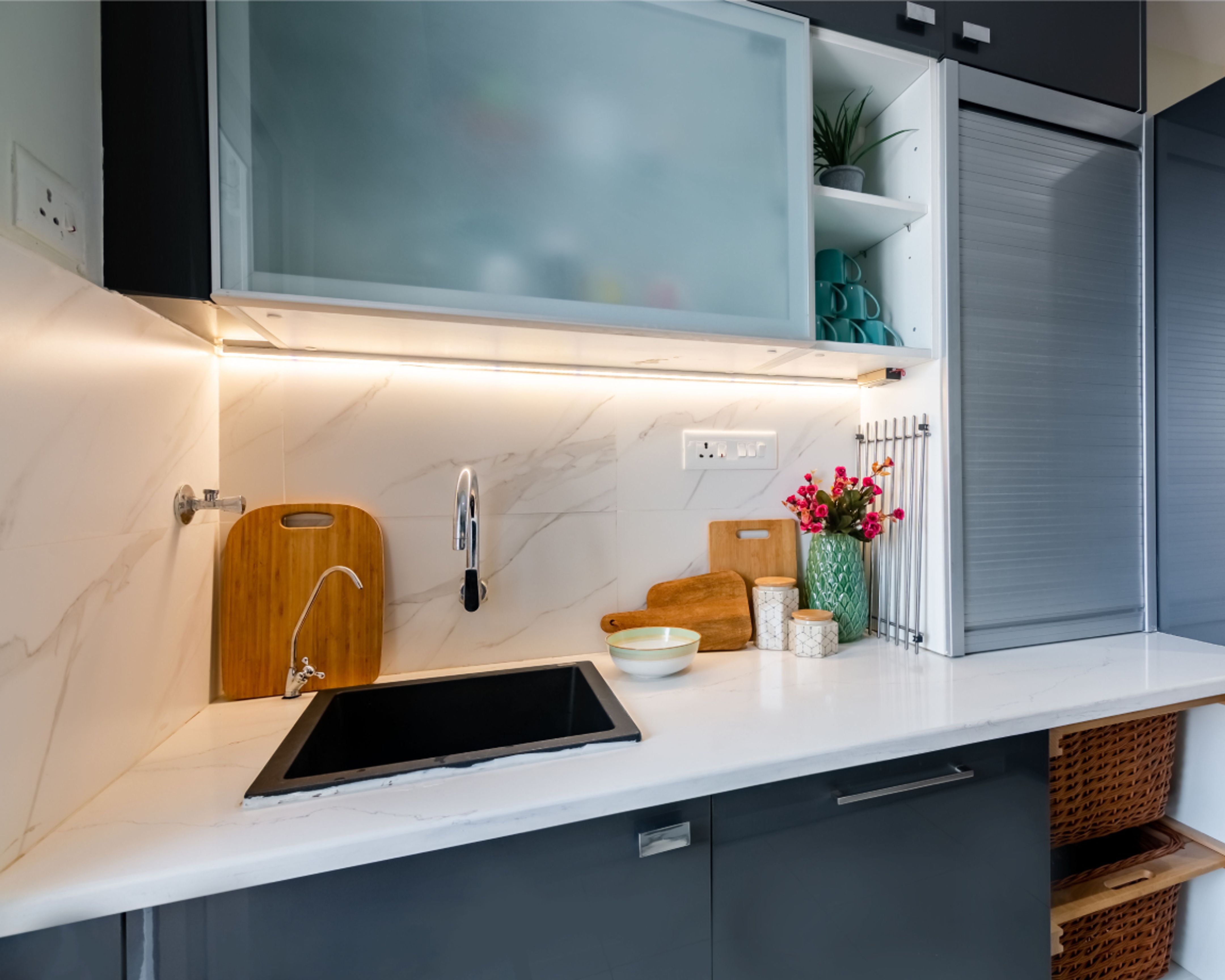 Rectangular Ceramic Tiles Design For Kitchens | Livspace