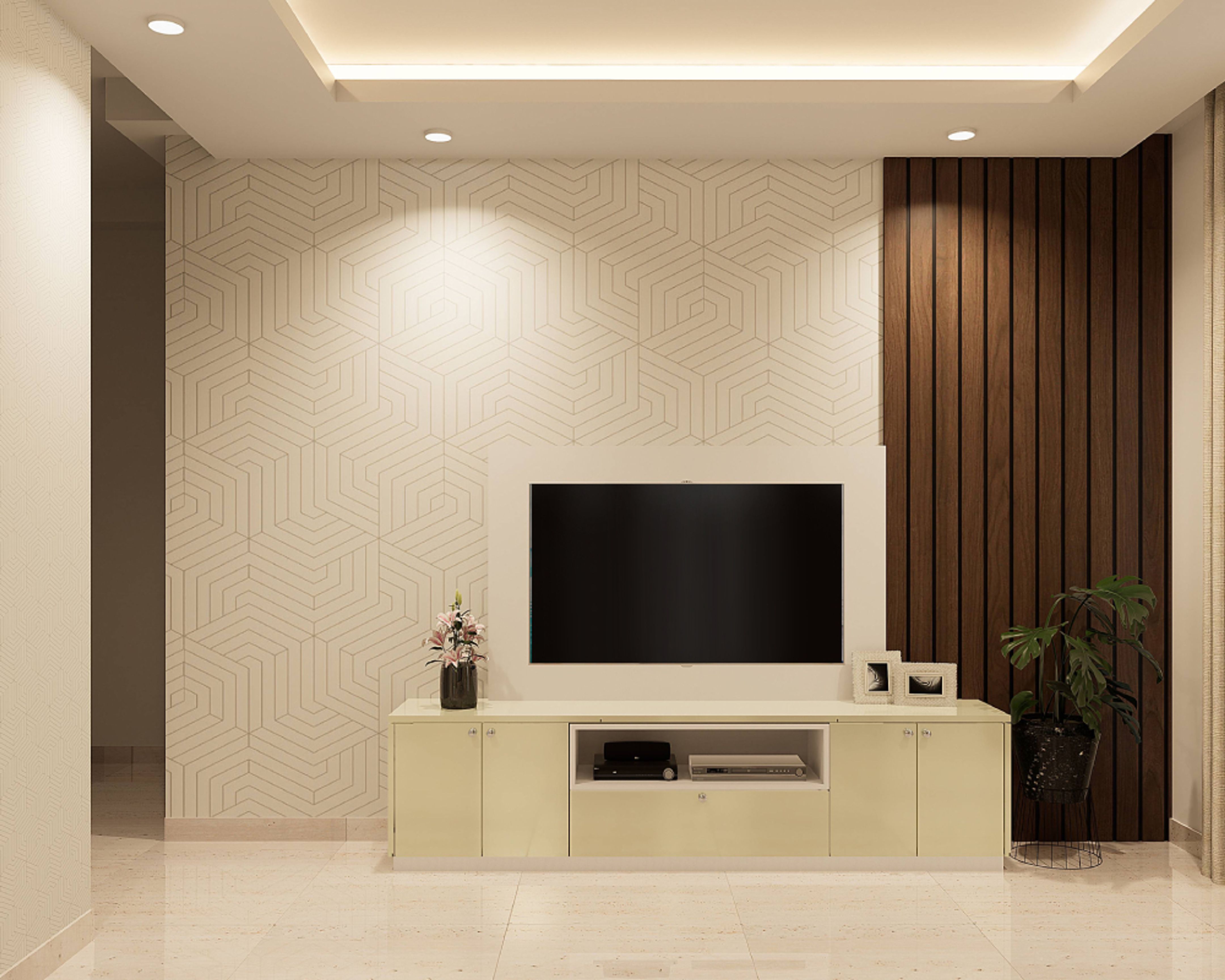 Contemporary Spacious TV Unit Wooden Panels | Livspace