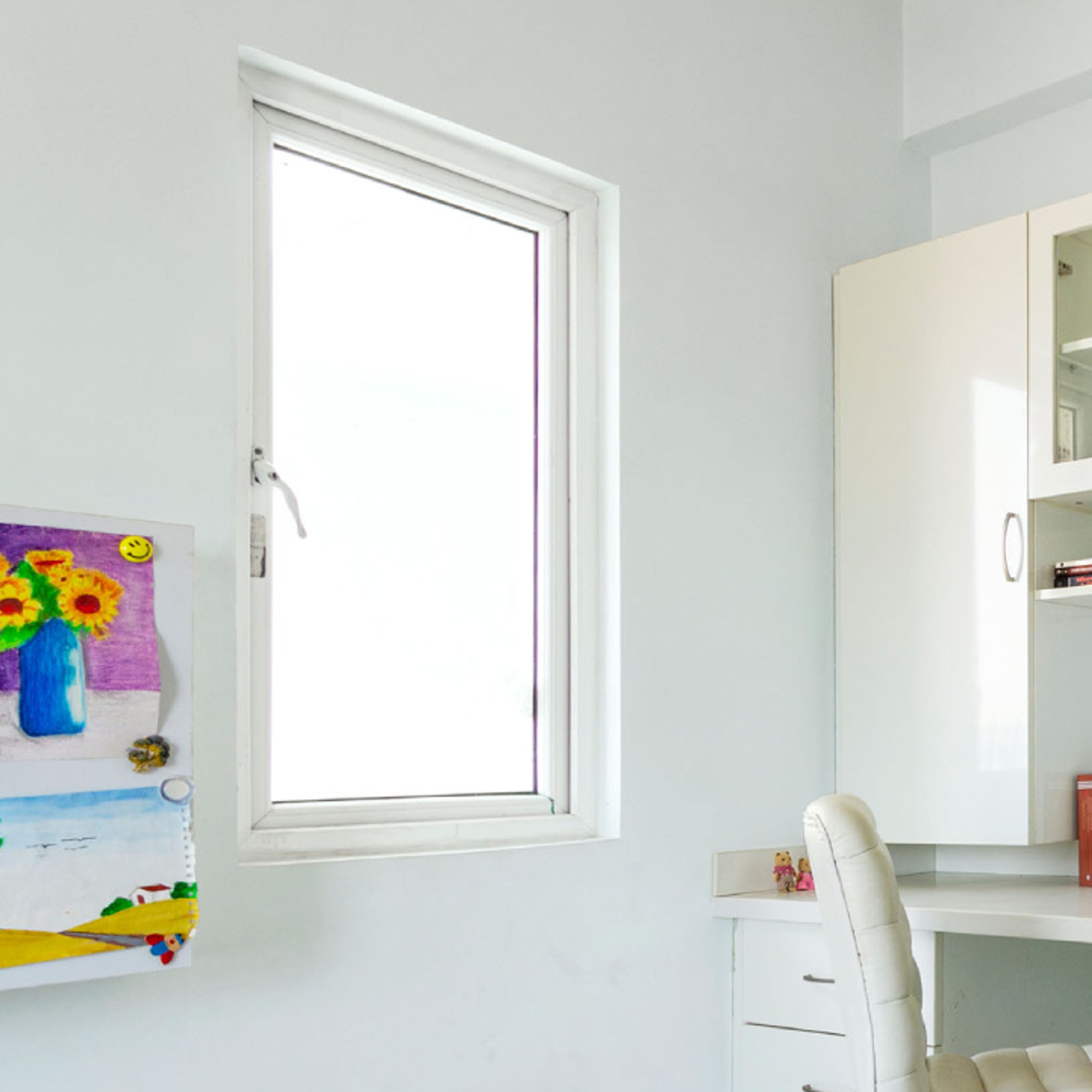 White Swing Window Design With High-Quality Glazing | Livspace