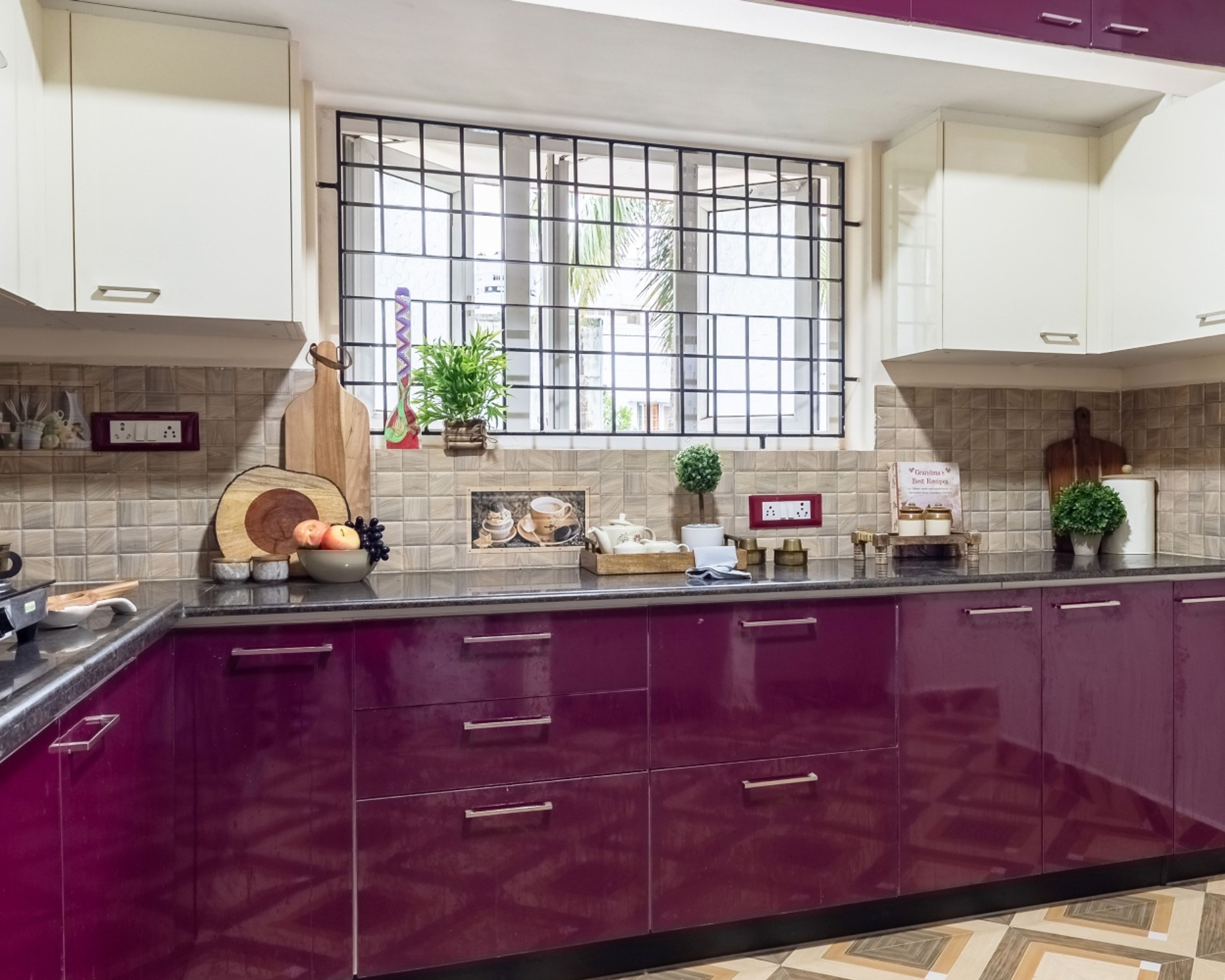 White Kitchen Window Design With Grills | Livspace